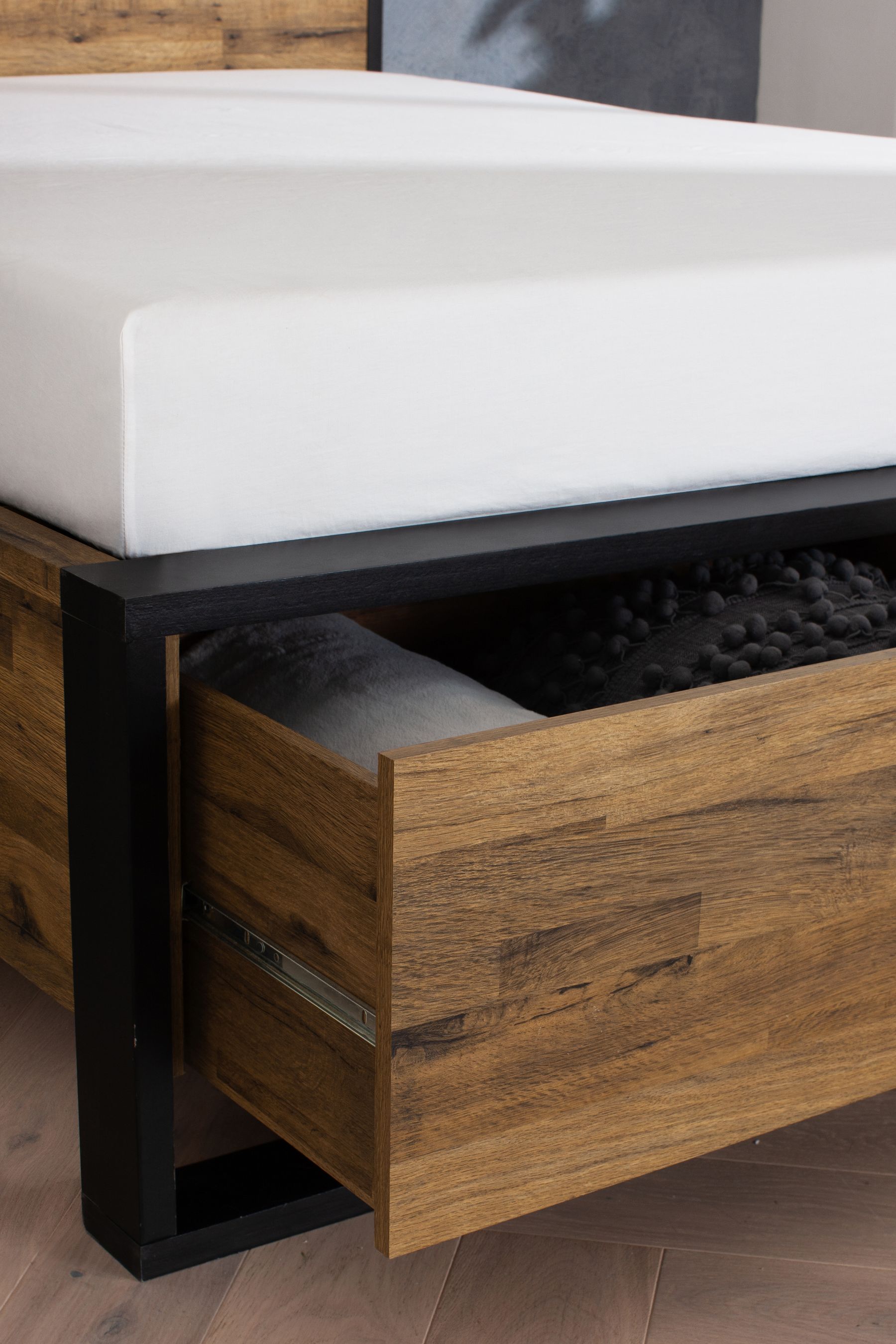 Buy Bronx Oak Effect Axel Wooden Drawer Storage Bed Frame from the Next ...