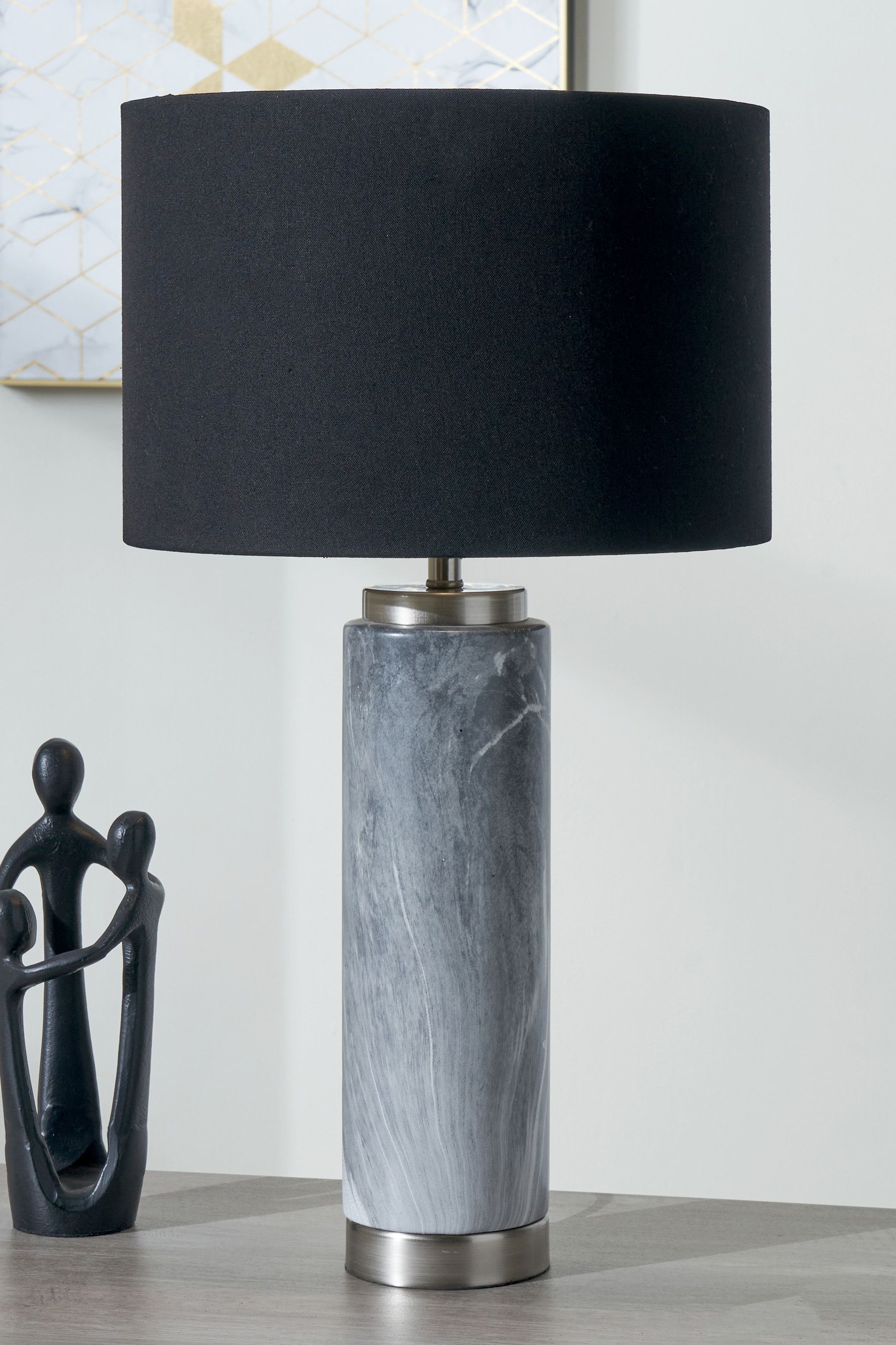 Buy Pacific Grey Carrara Marble Effect Tall Ceramic Table Lamp from the ...