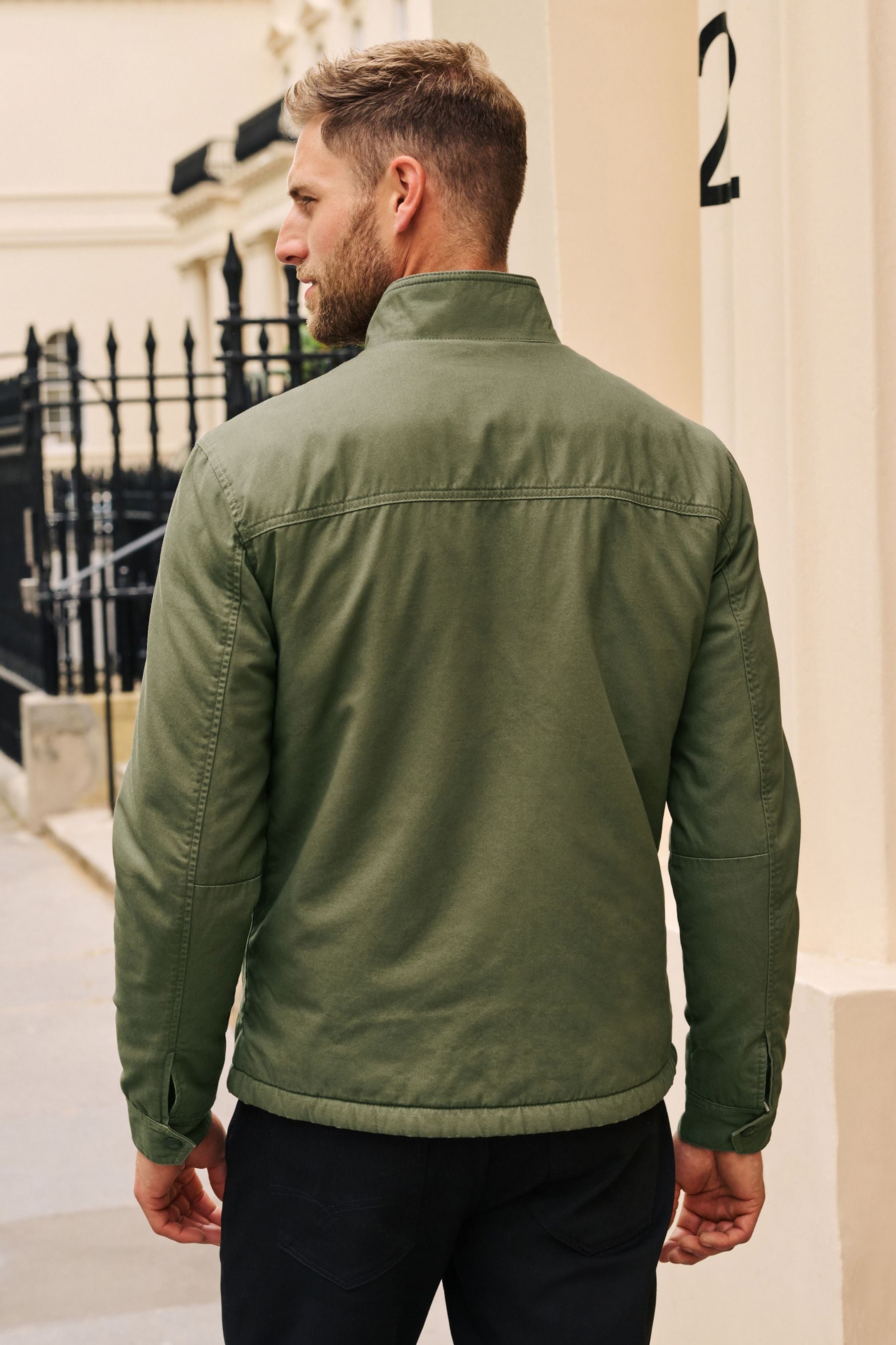 Buy Khaki Green Borg Lined Shacket from Next Bahrain
