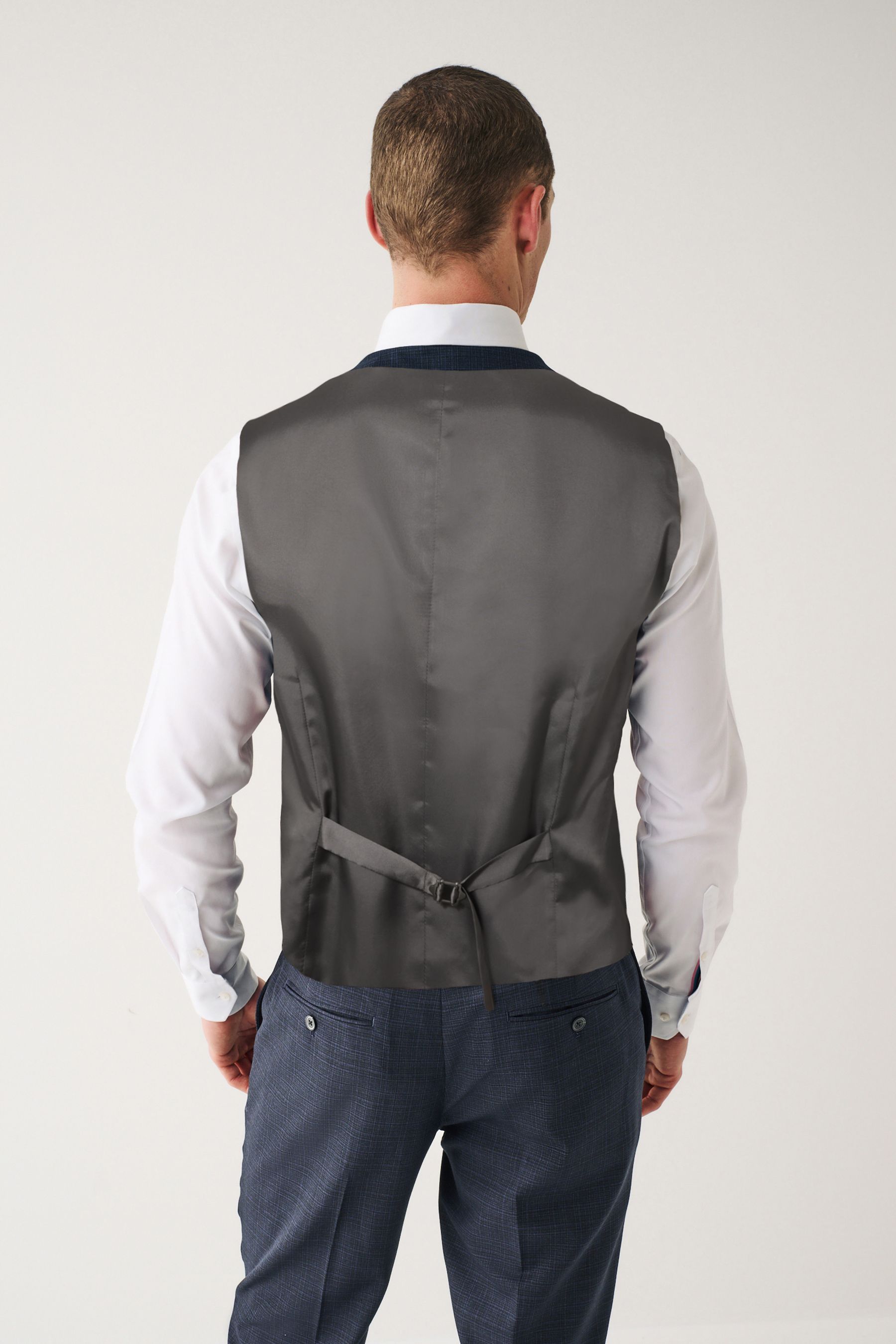 Buy Navy Blue Skinny Check Suit Waistcoat from the Next UK online shop