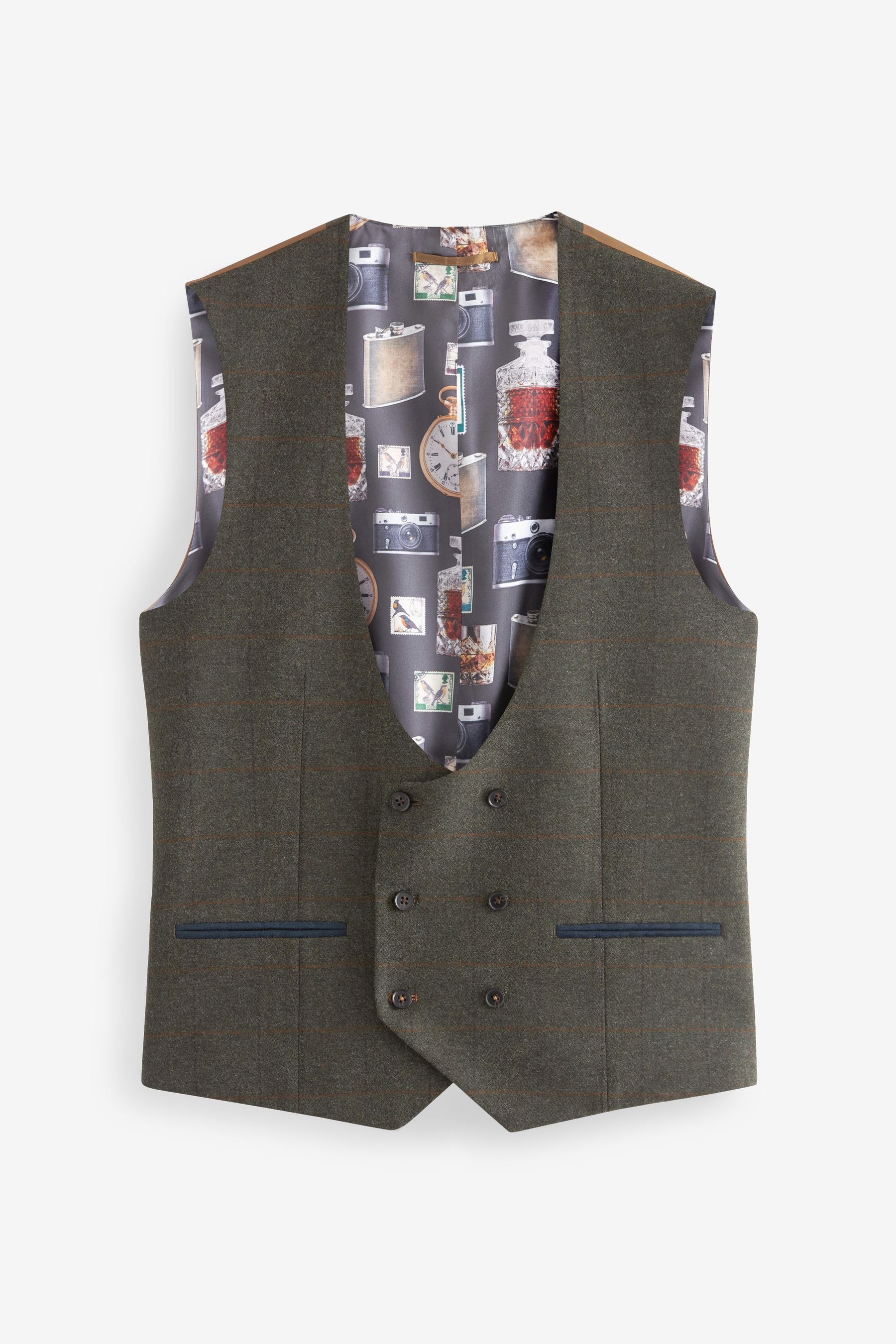 Buy Green Trimmed Check Waistcoat from the Next UK online shop