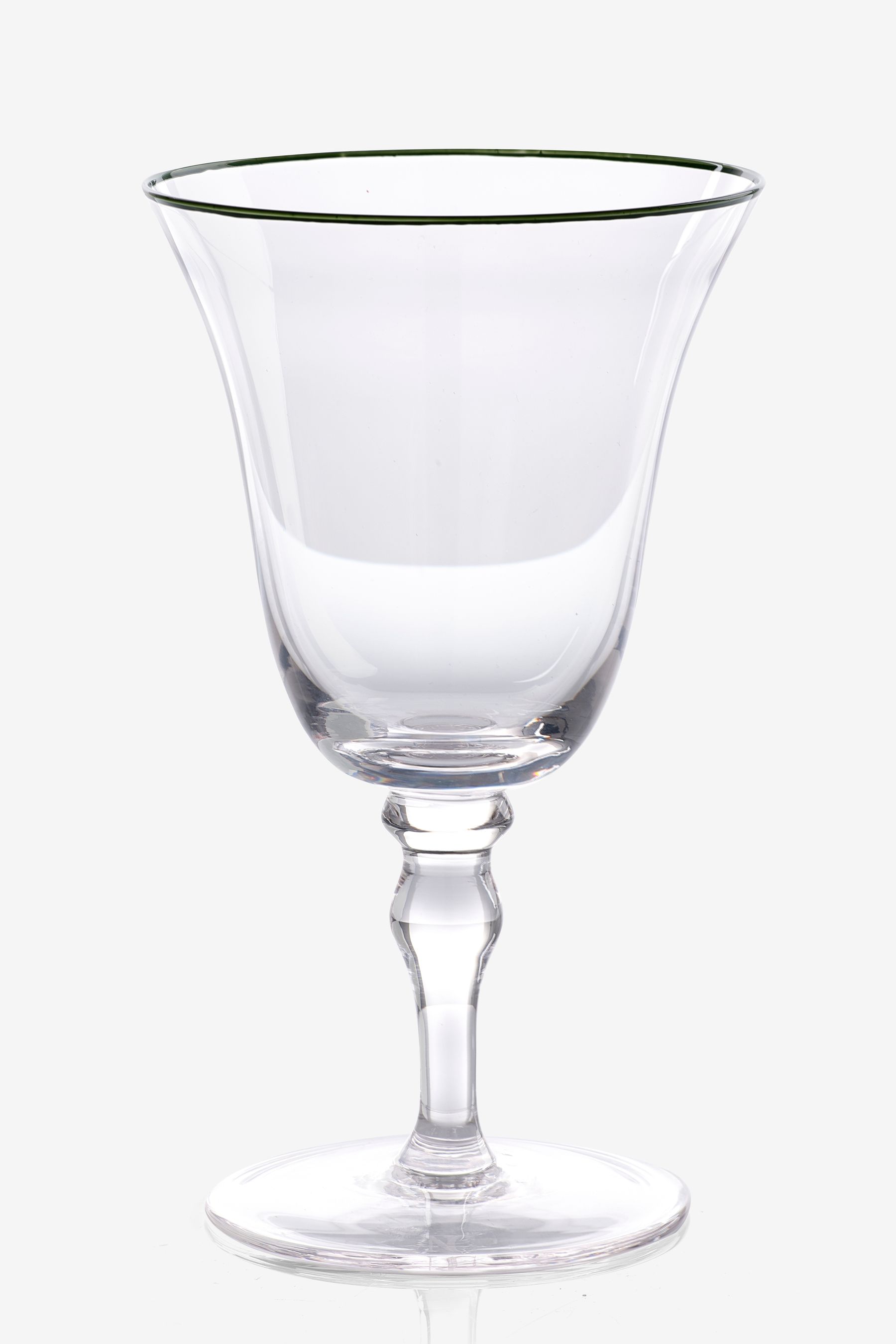 Buy Nina Campbell Set of 4 Clear with Green Rim Meadow Wine Glasses ...