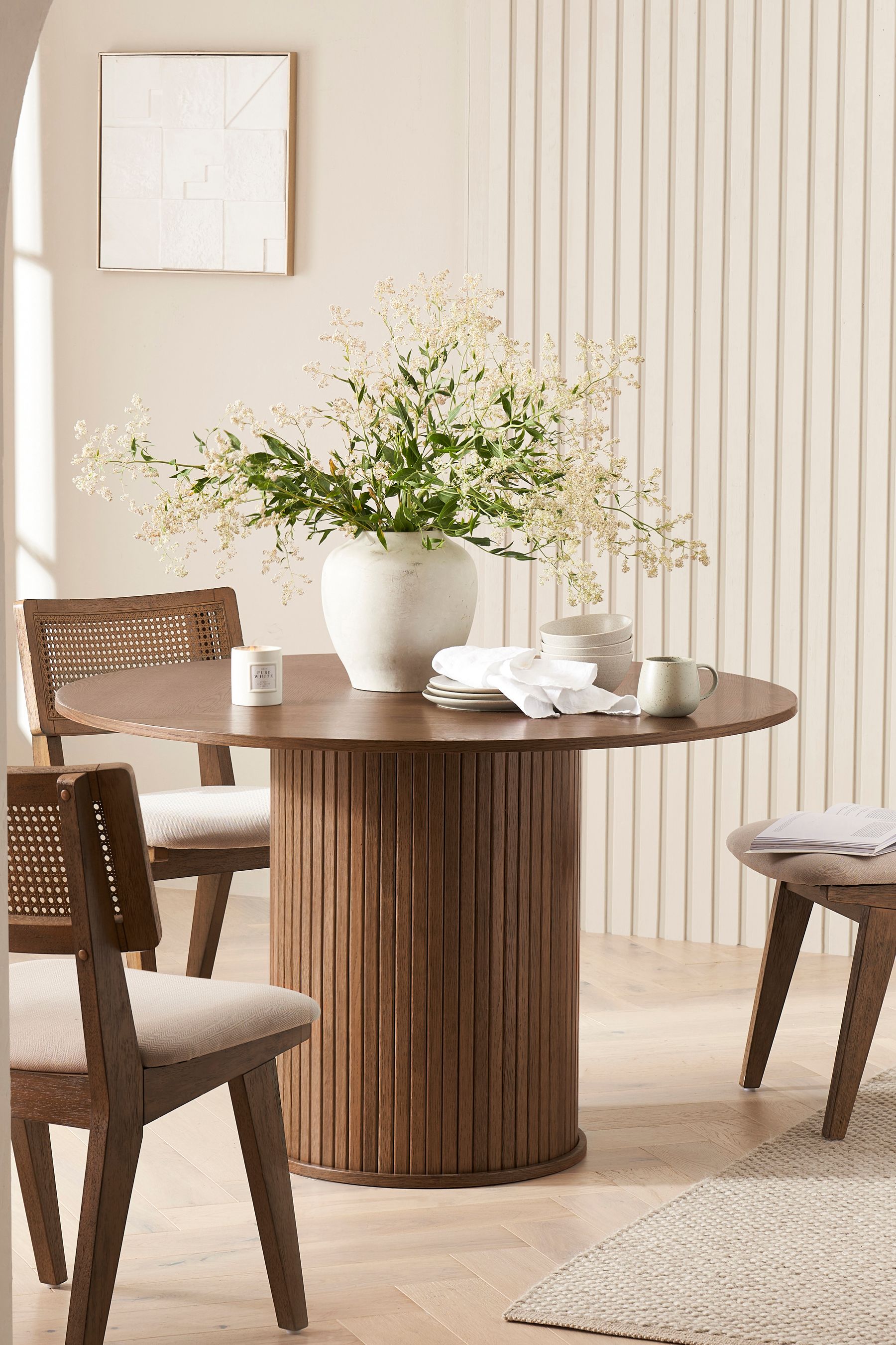 Buy Dark Natural Conway Round 4 Seater Round Oak Veneer Dining Table ...