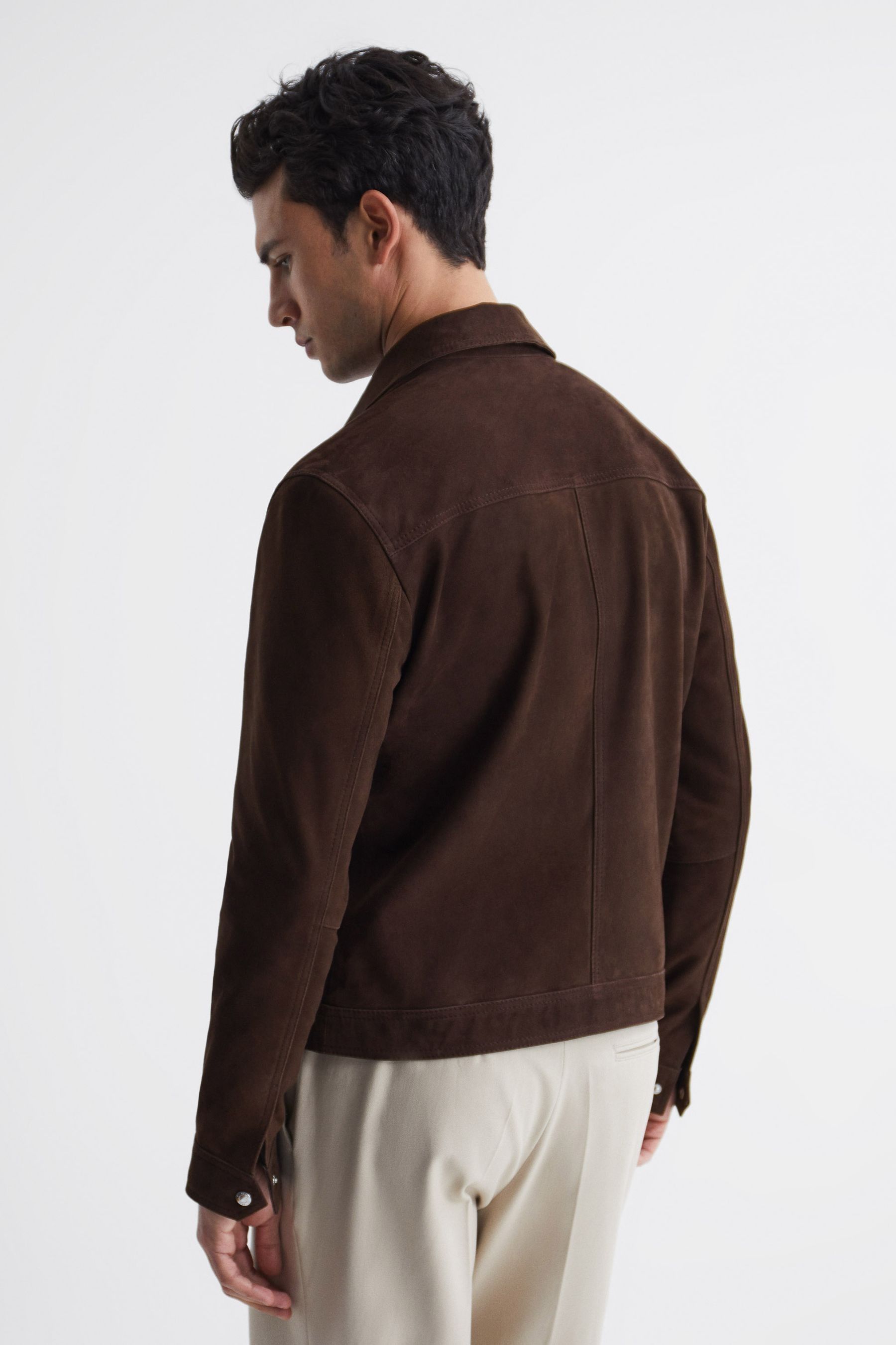 Buy Reiss Chocolate Riley Suede Zip-Through Jacket from the Next UK ...