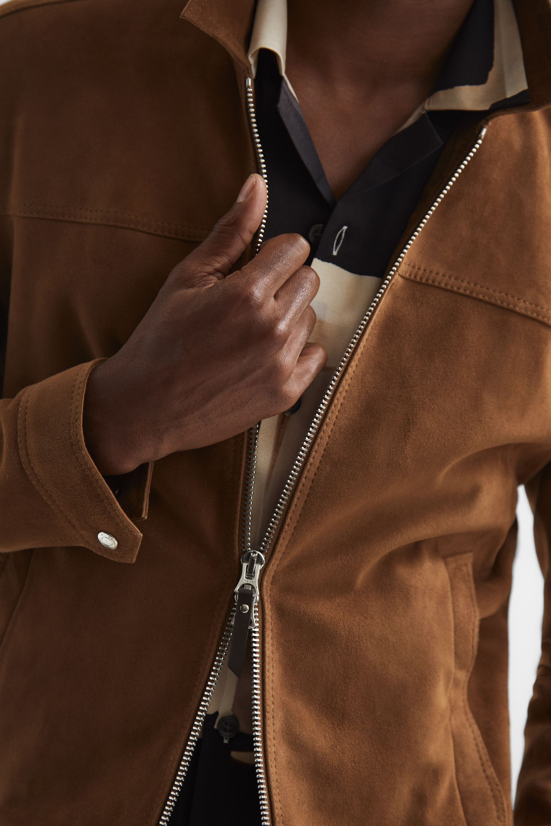 Buy Reiss Tobacco Riley Suede Zip-Through Jacket from the Next UK ...