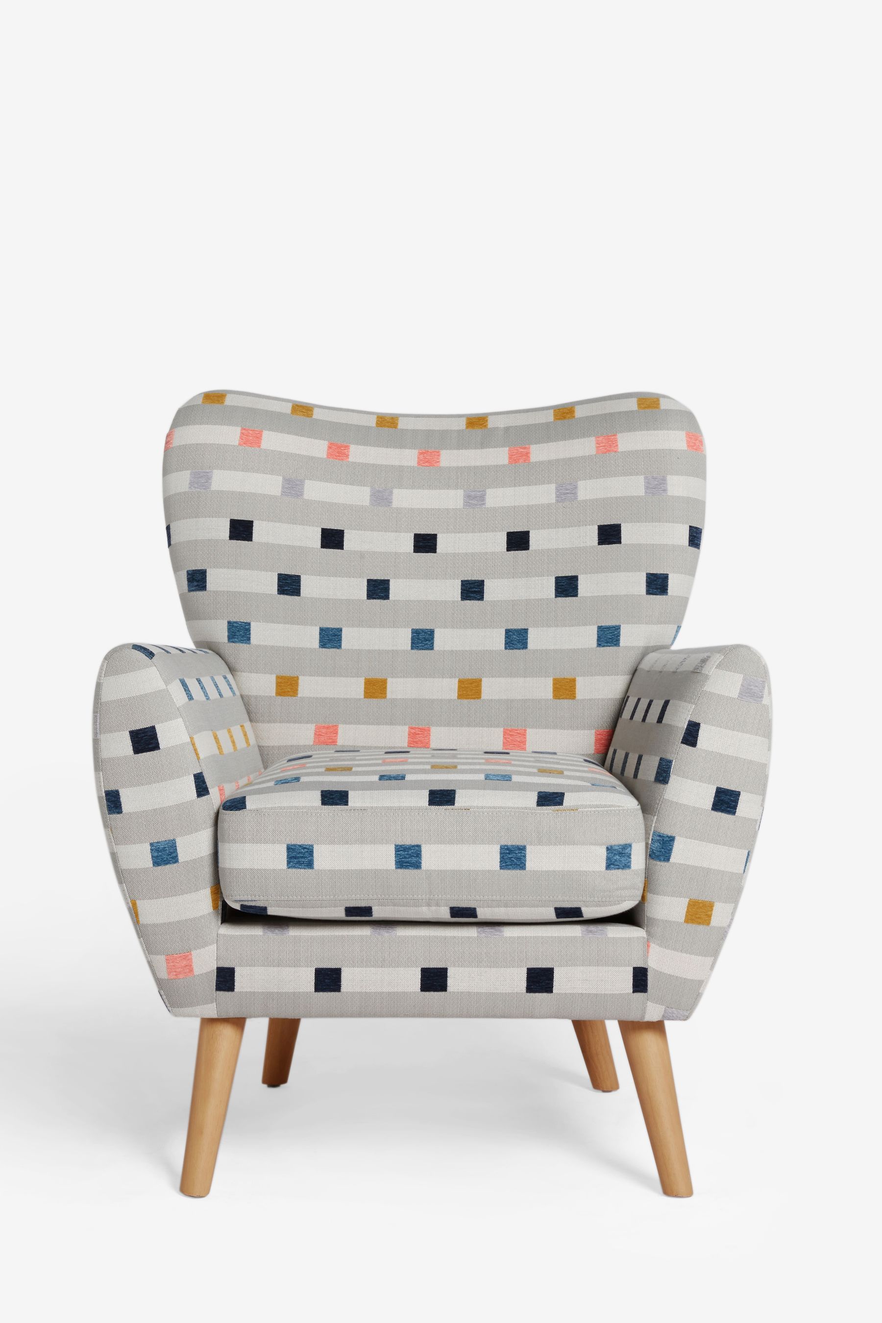 Buy Chunky Stripe Geo Grey Wilson II Highback Armchair from the Next UK ...