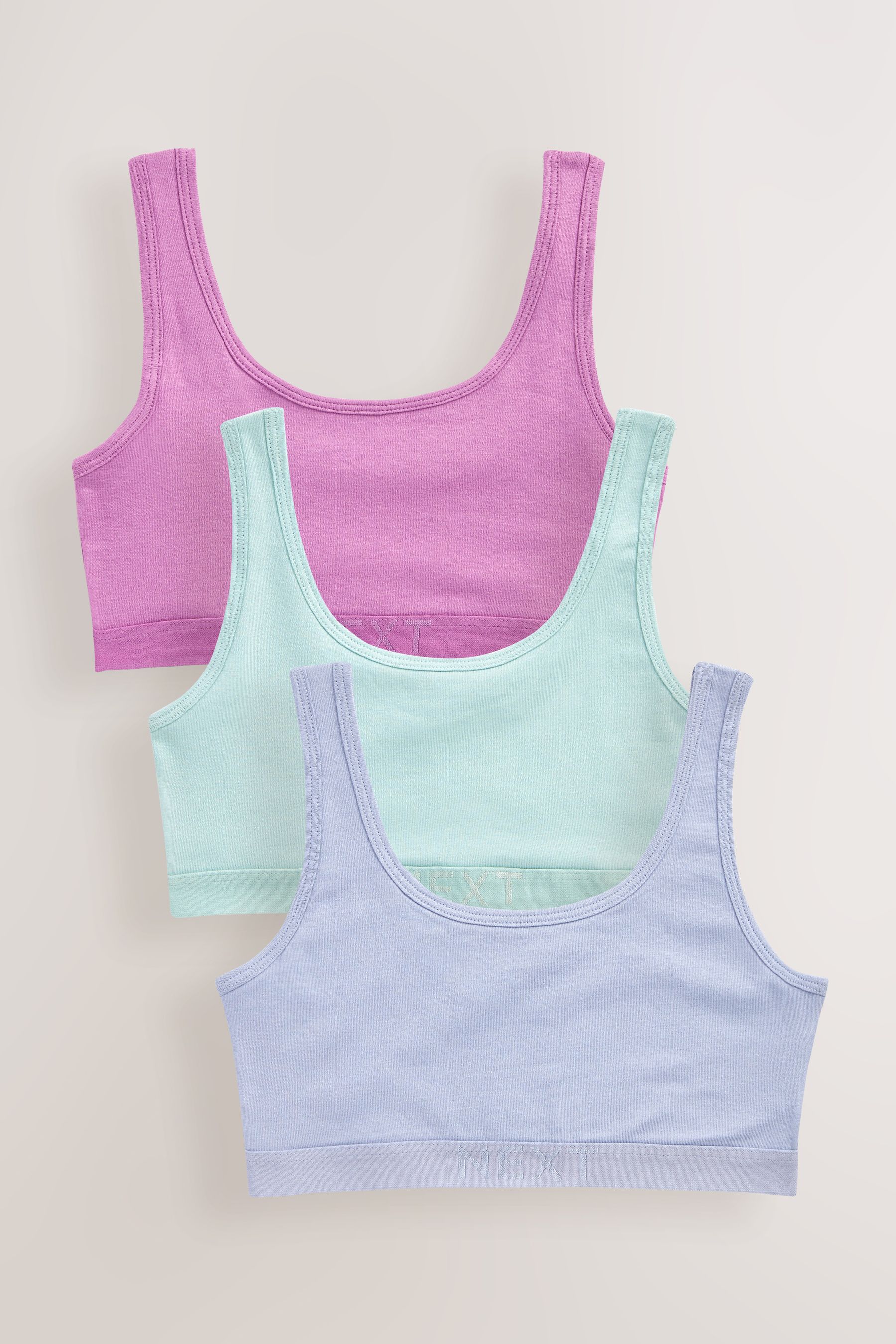 Buy Pink/Purple Crop Tops 3 Pack (5-16yrs) from Next Australia