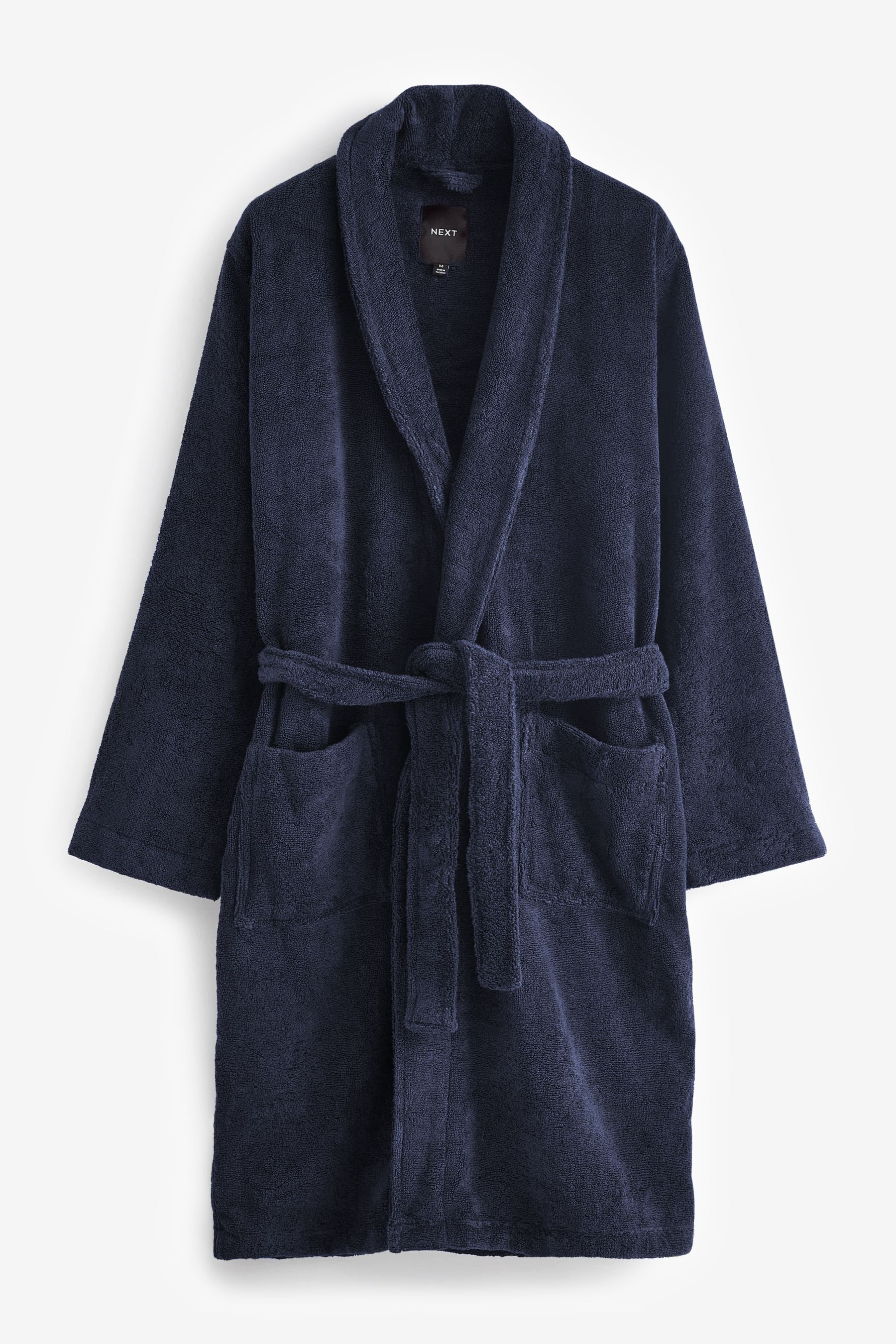 Buy Navy Blue Signature Pure Cotton Towelling Dressing Gown from the ...
