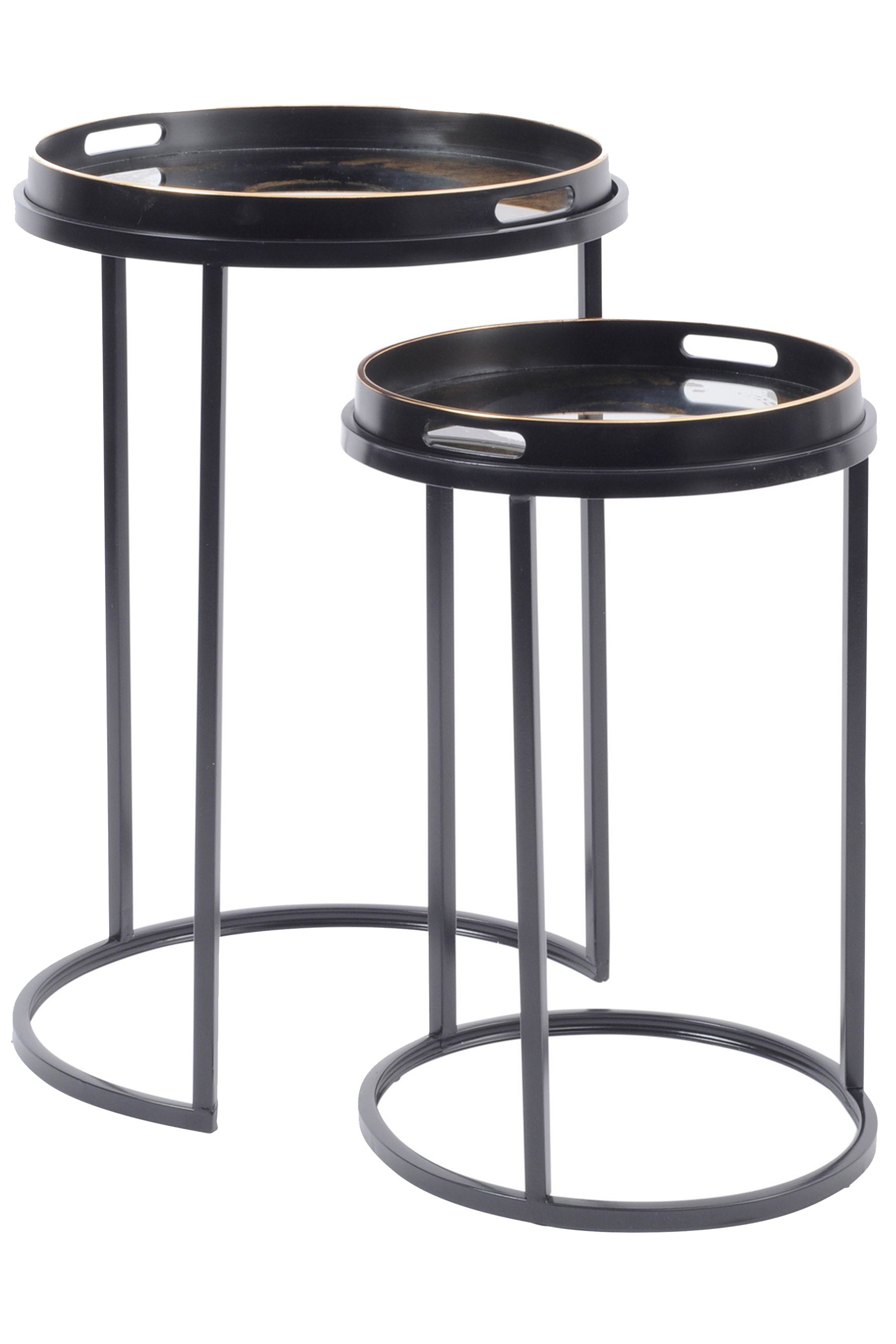 Buy Libra Interiors Black Set Of 2 Gold Swirl Design Tray Tables from ...