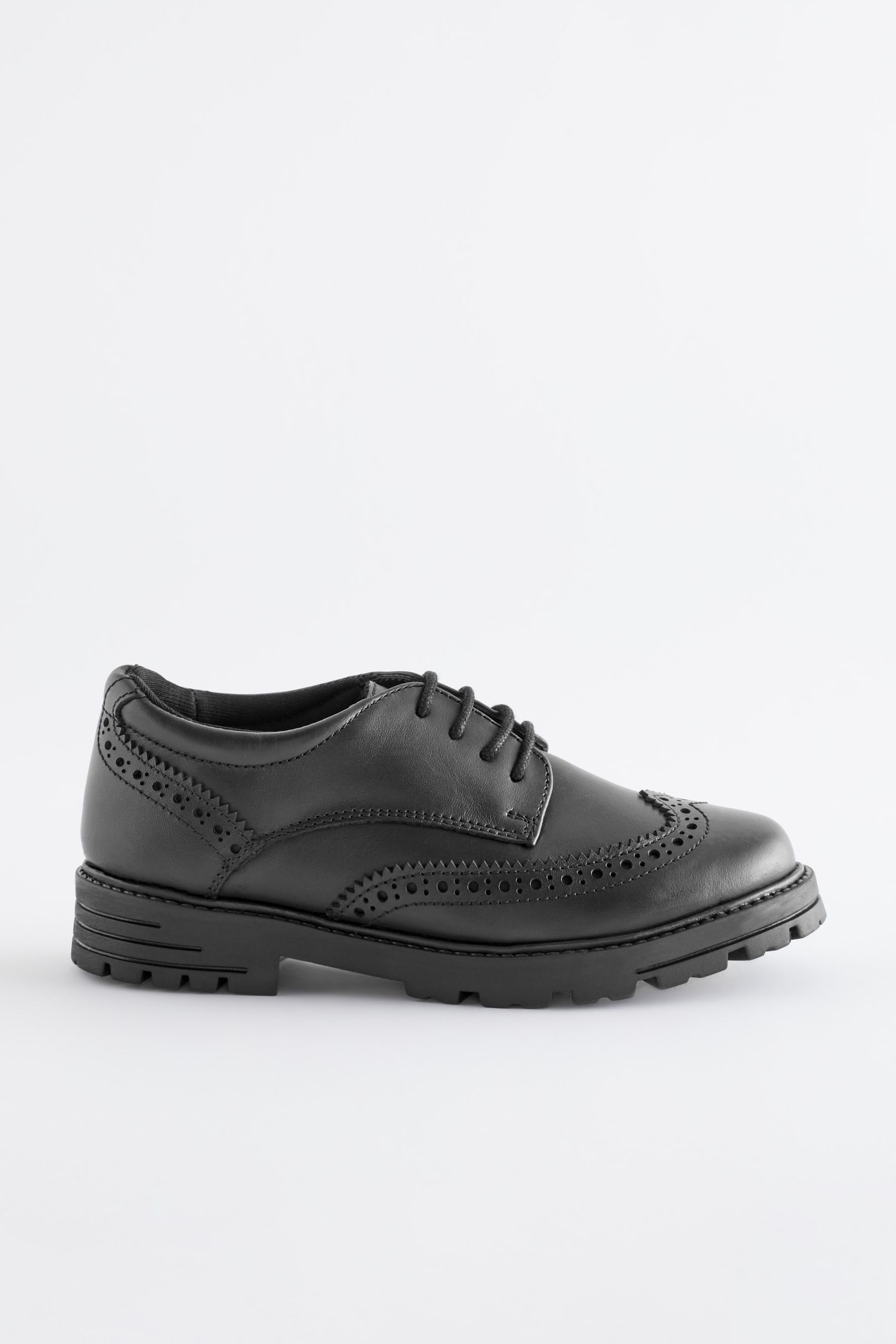 Buy Black Standard Fit (F) School Leather Chunky Lace-Up Brogues from ...