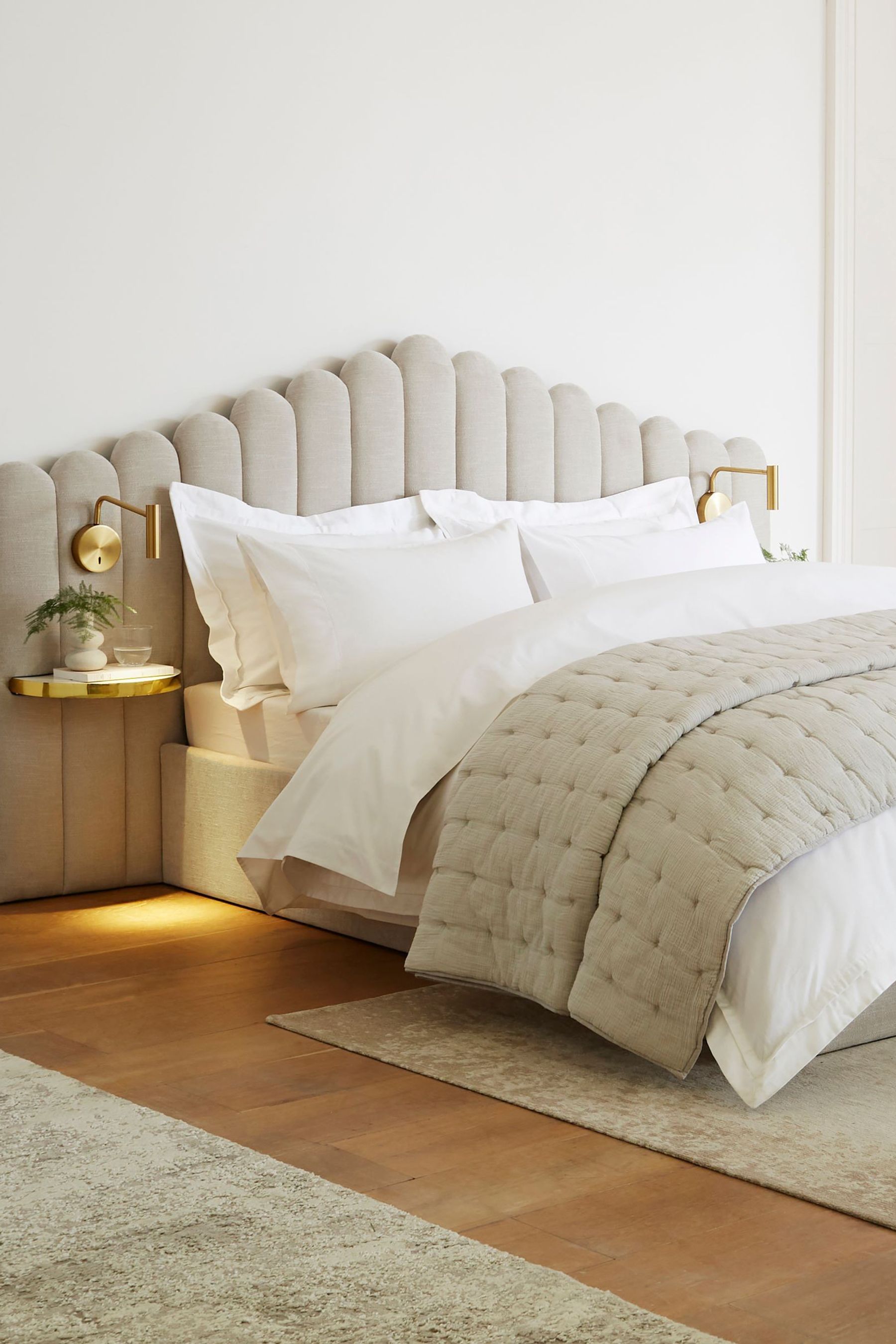 Buy Soft Texture Light Natural Adele Upholstered Hotel Bed Frame with ...