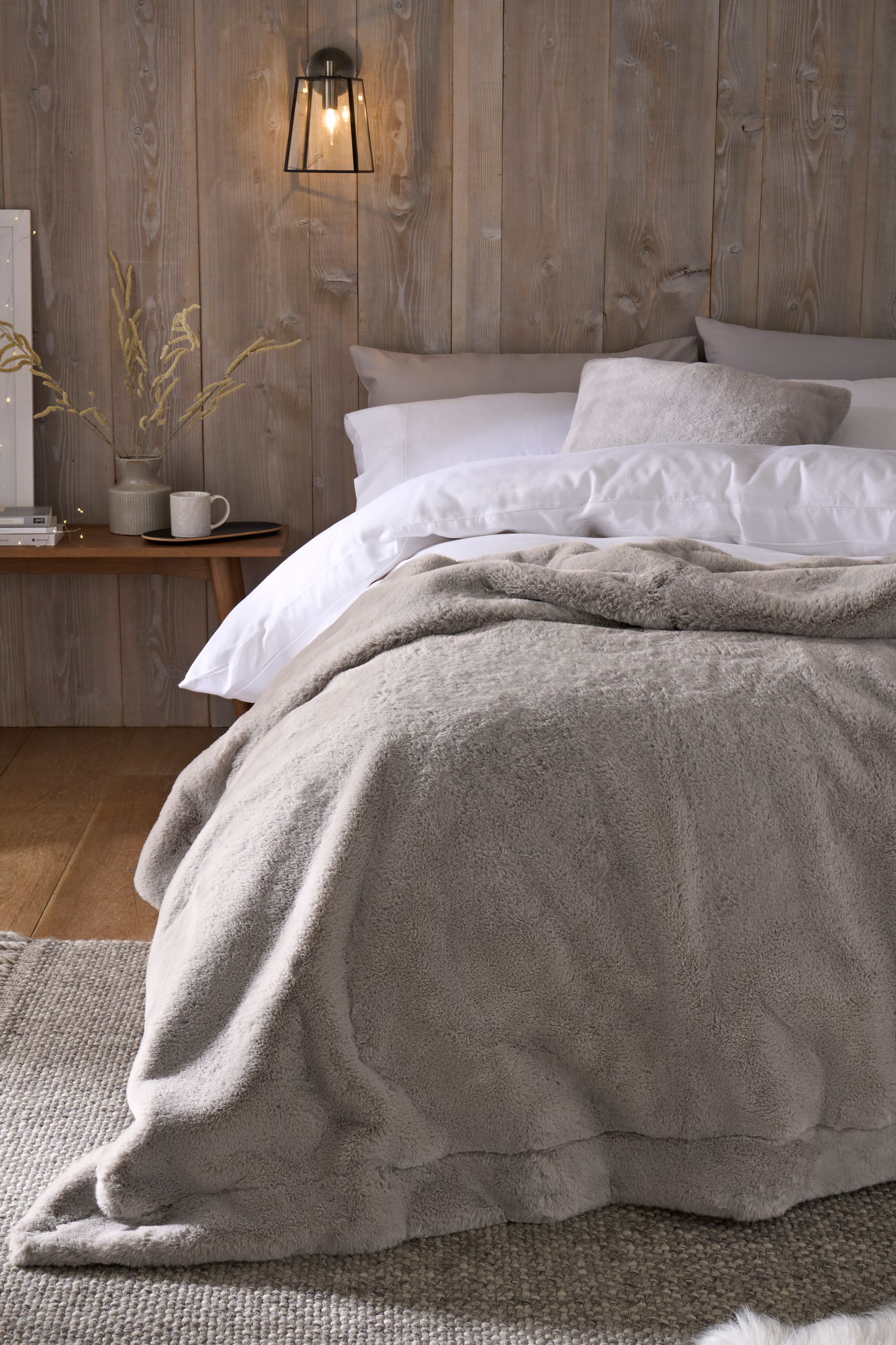 Buy Grey Soft To Touch Plush Faux Fur Throw from the Next UK online shop