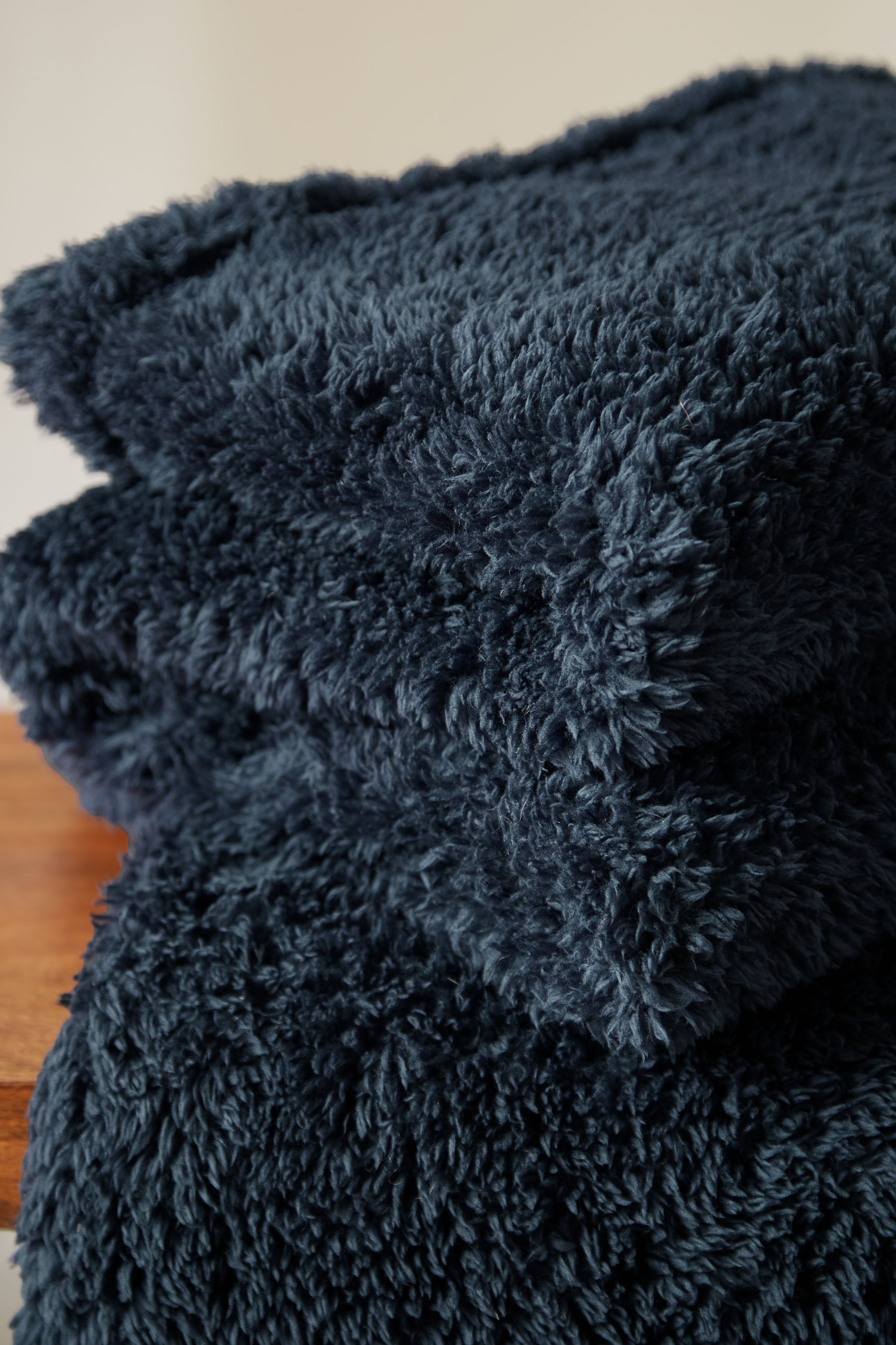 Buy Navy Blue Snuggle Teddy Fleece Throw from Next Ireland