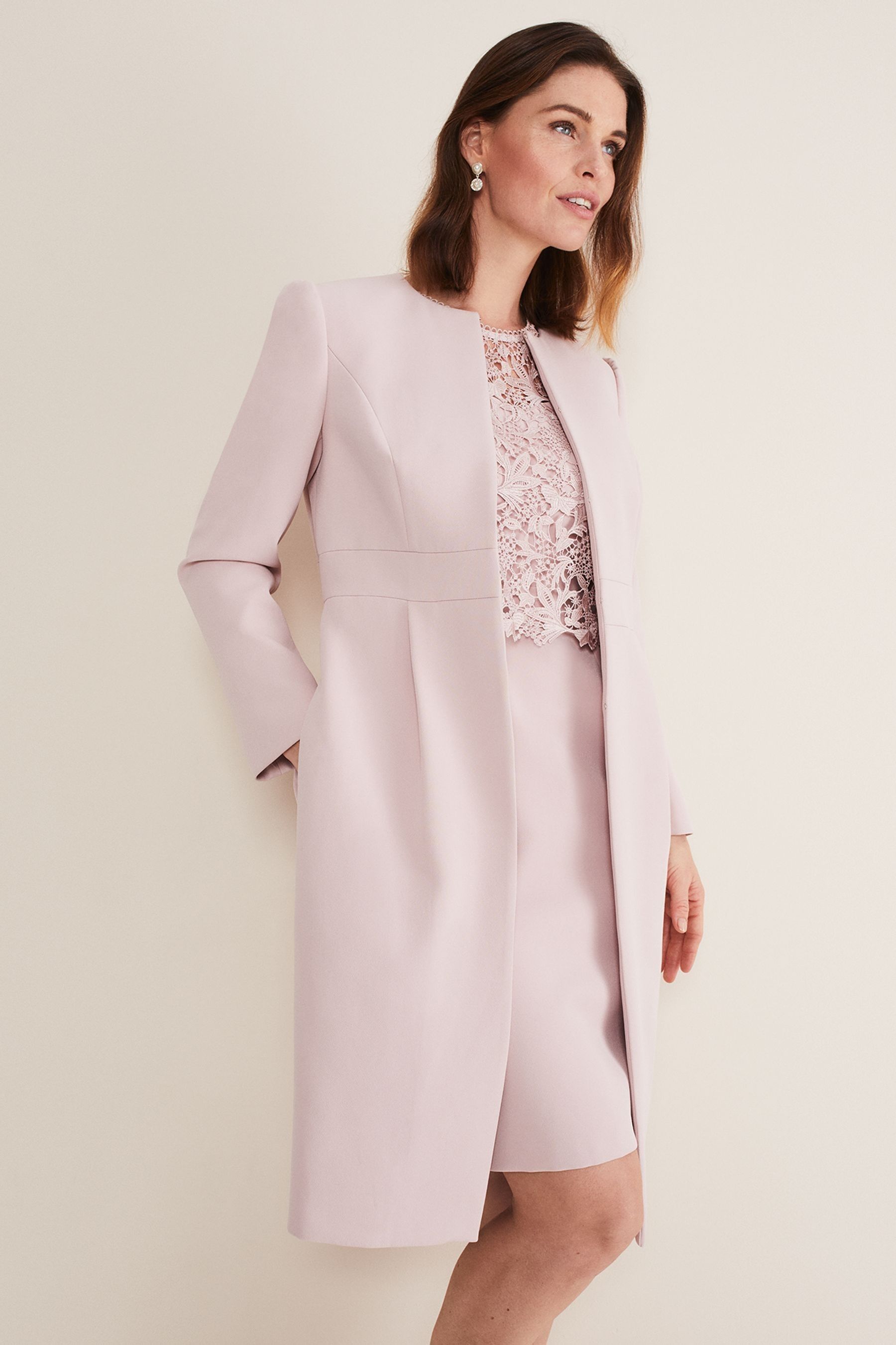 Buy Phase Eight Pink Venita Bow Long Jacket from the Next UK online shop