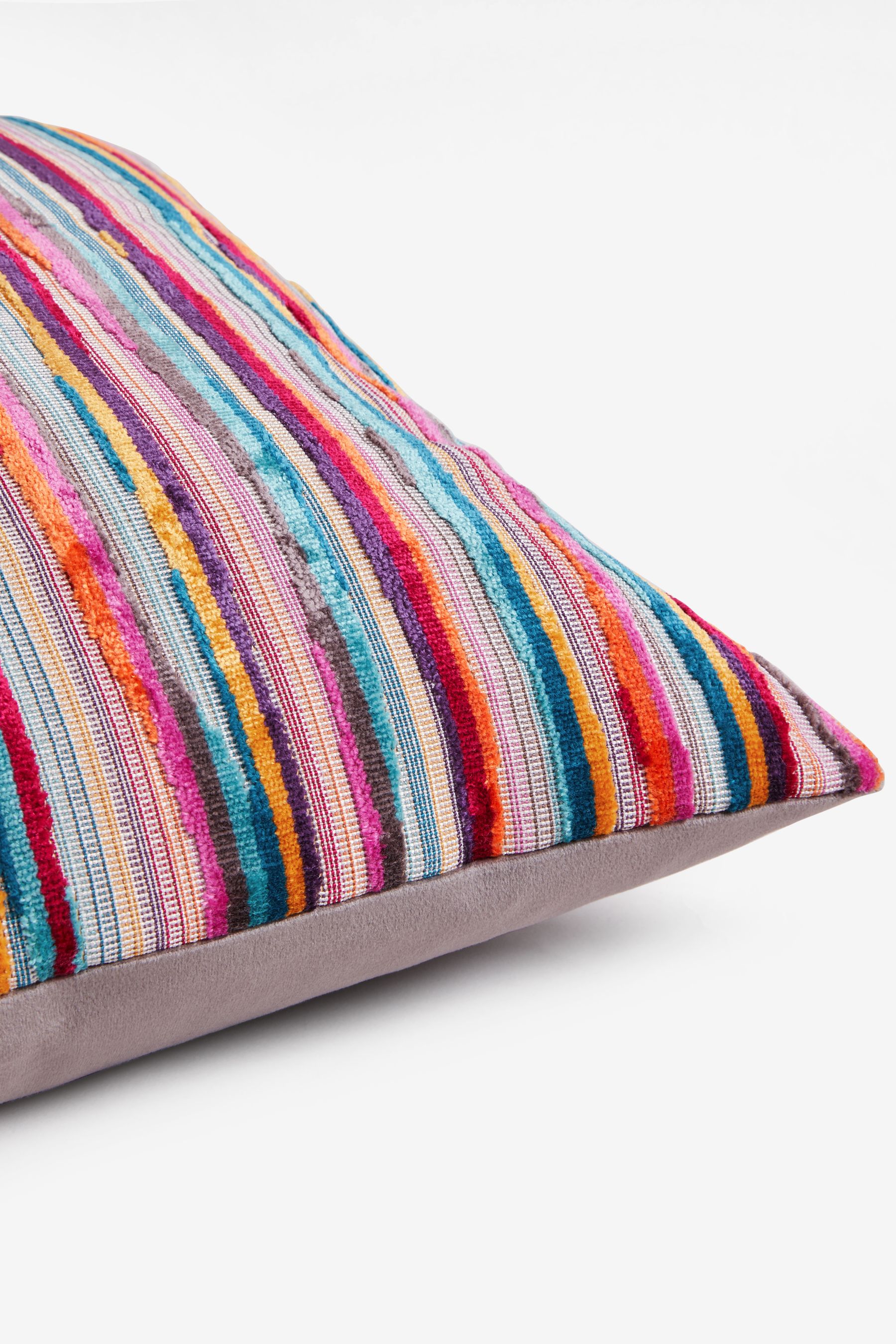 Buy Multi Bright 43 x 43cm Cut Velvet Stripe Cushion from the Next UK ...
