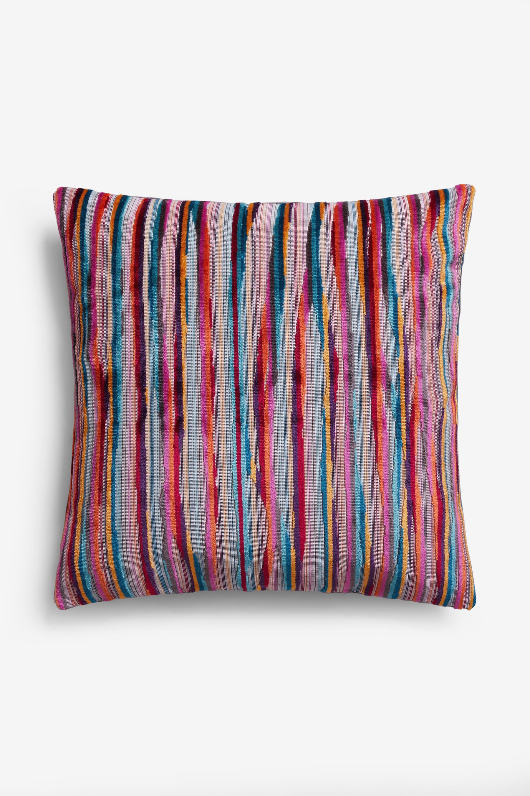 Buy Multi Bright 43 x 43cm Cut Velvet Stripe Cushion from the Next UK ...