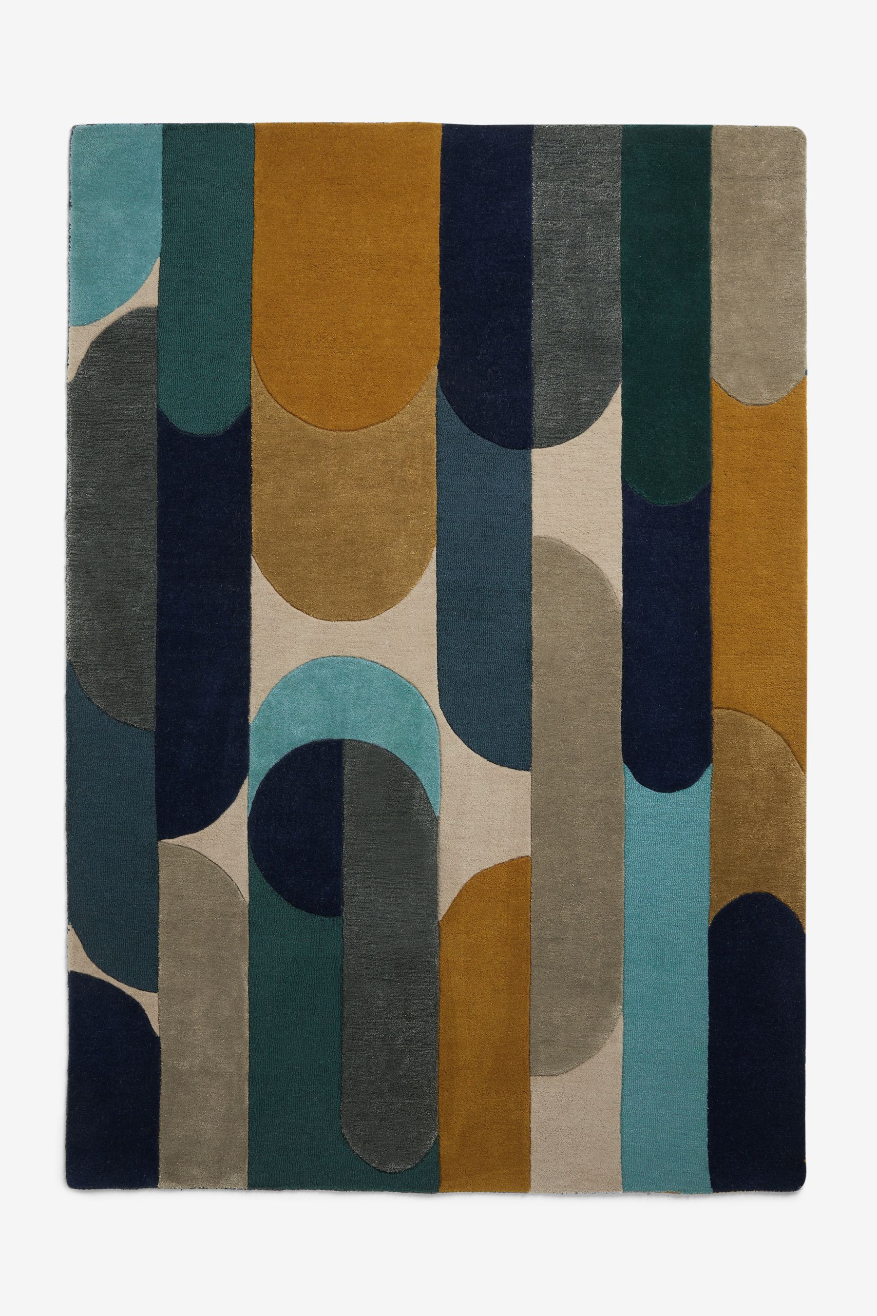 Buy Navy Blue Retro Shapes Rug from the Next UK online shop