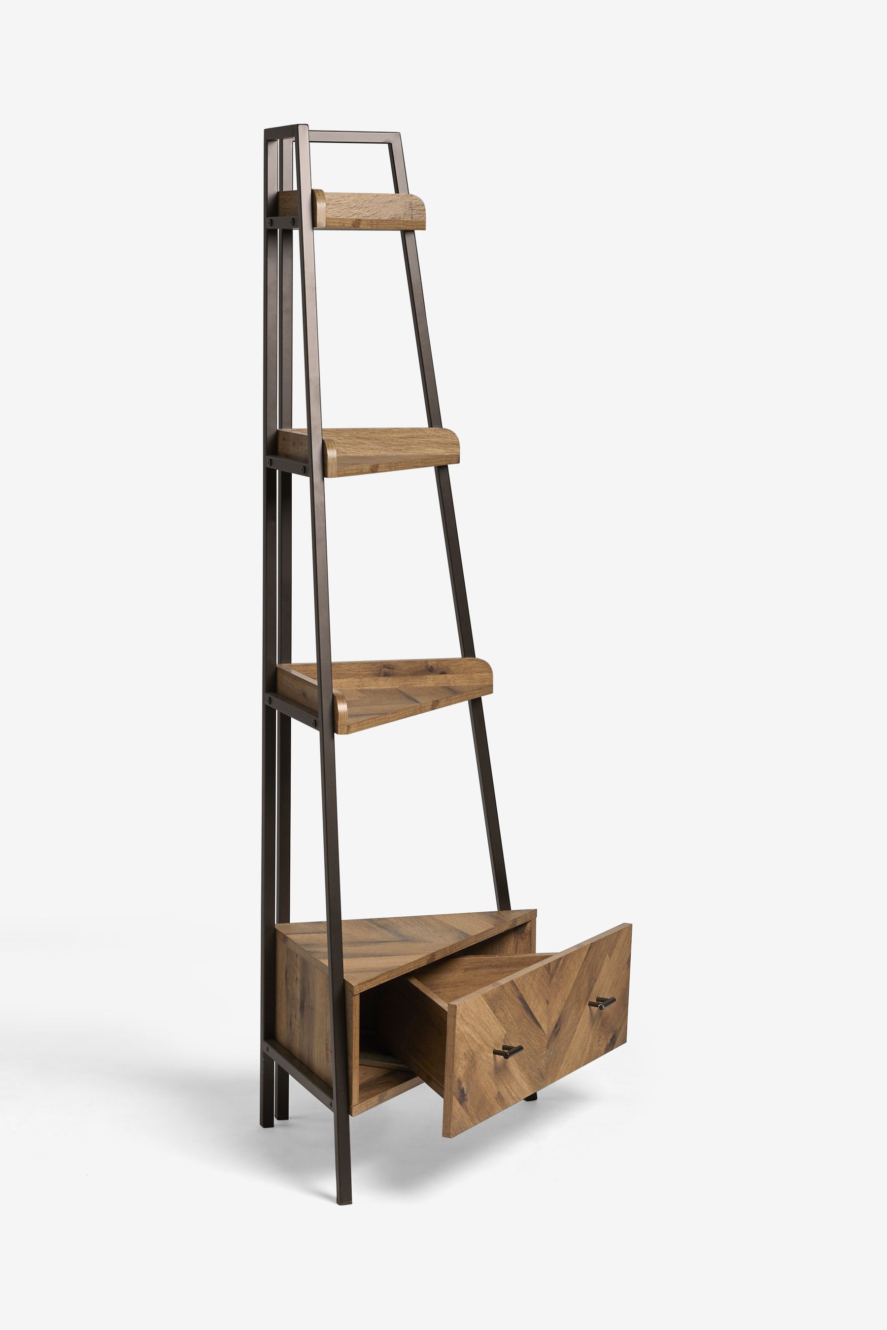 Buy Dark Bronx Ladder Chevron Oak Effect Storage Corner Shelf from the ...