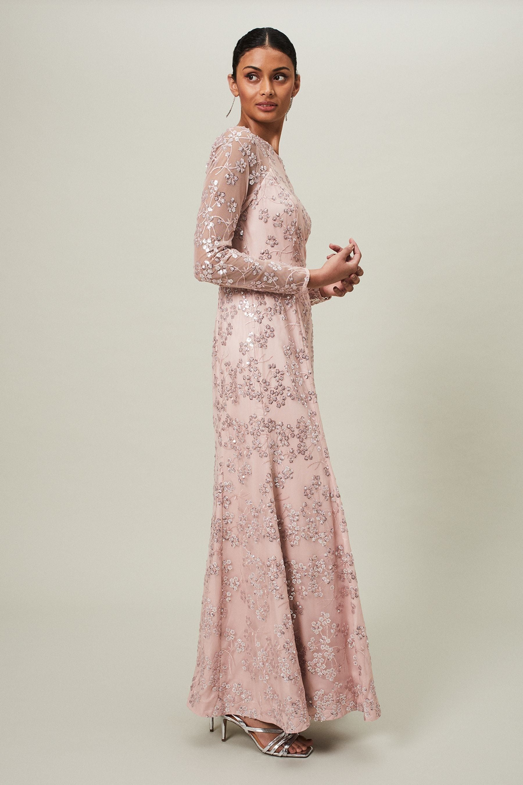 Buy Phase Eight Pink Natalya Sequin Floral Maxi Dress from the Next UK ...