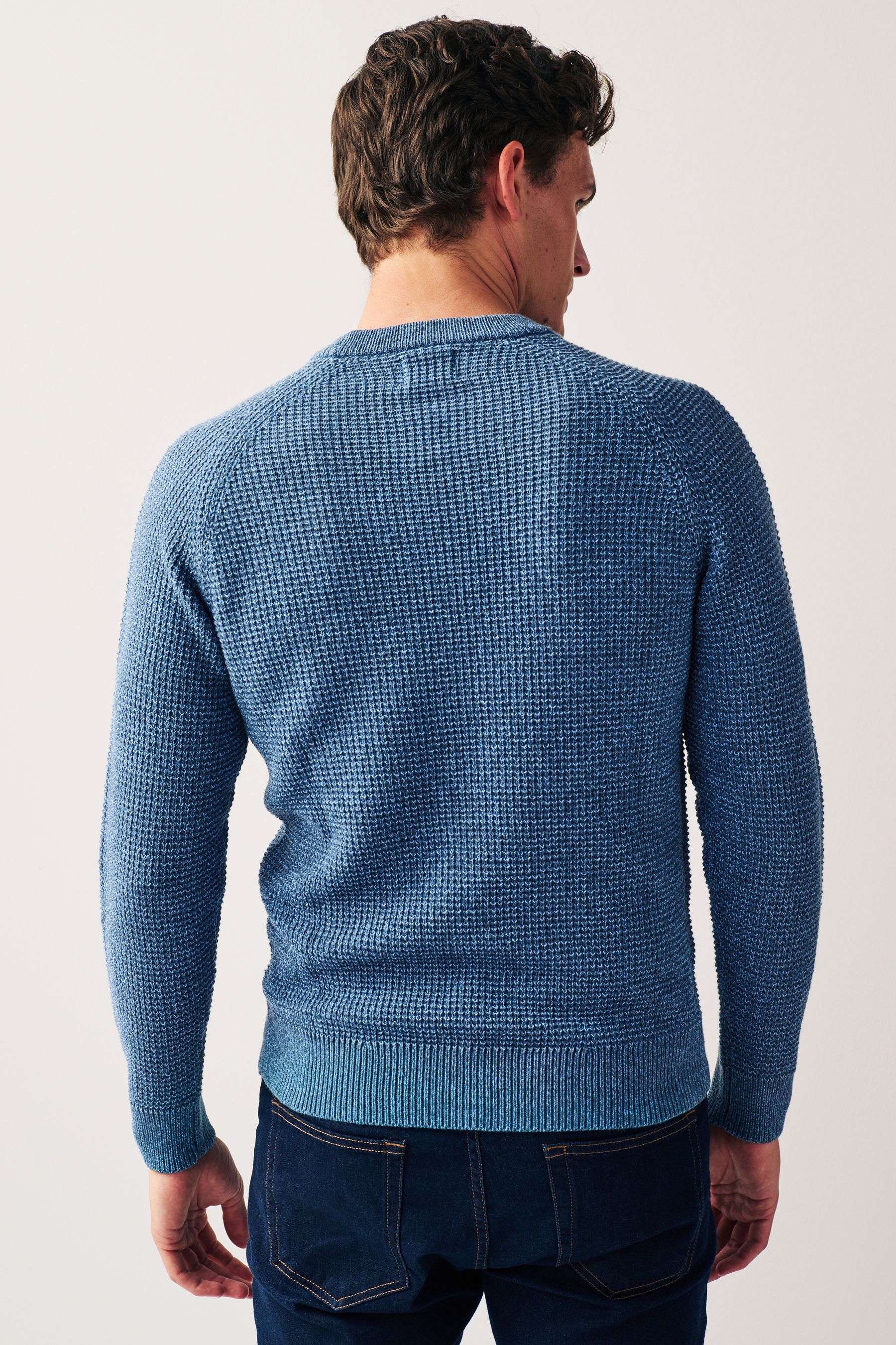 Buy Blue Regular Knitted Textured Jumper from the Next UK online shop