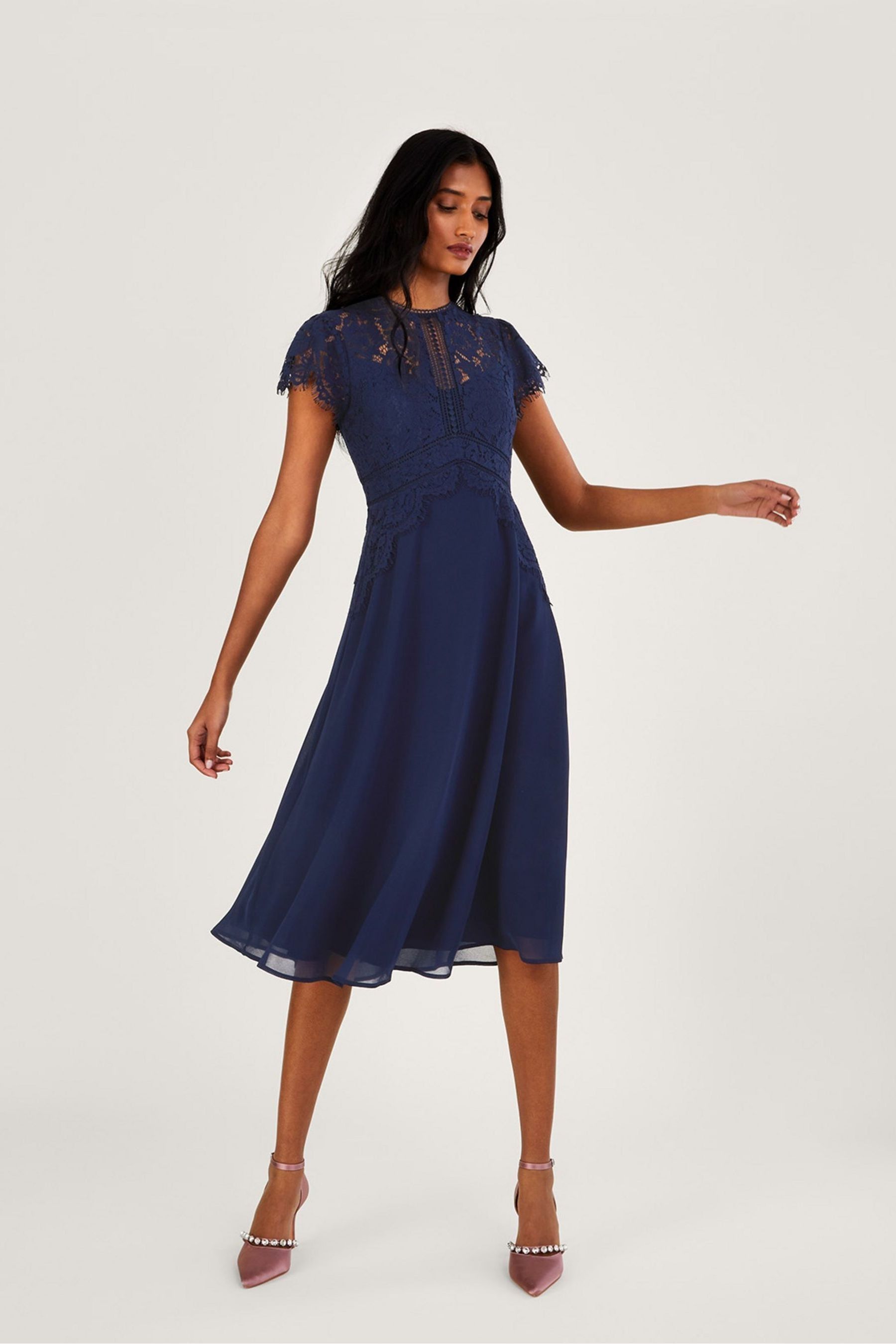 Buy Monsoon Blue Louise Lace Midi Dress from Next Ireland