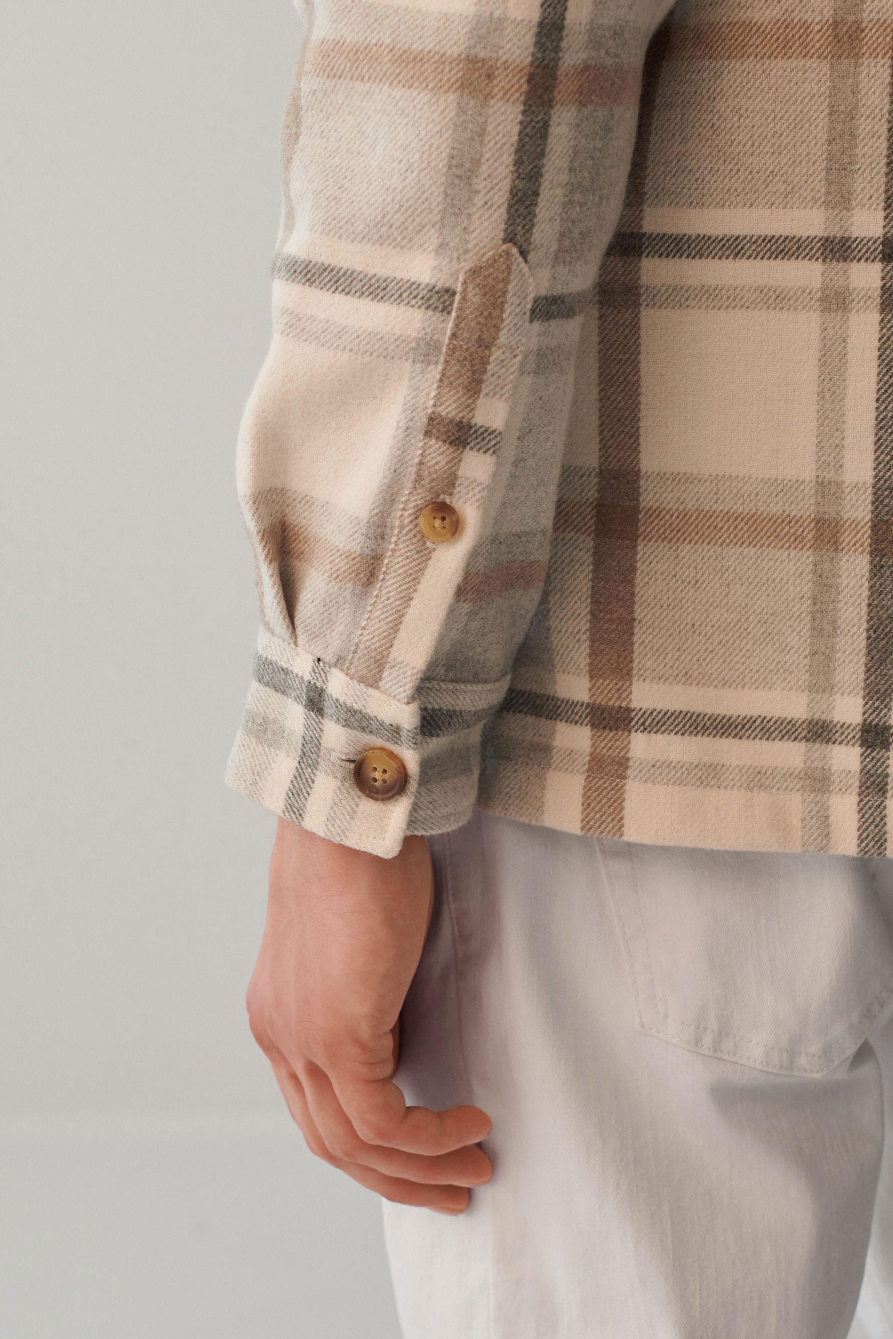 Buy Neutral Check Shacket With Wool from Next United Arab Emirates