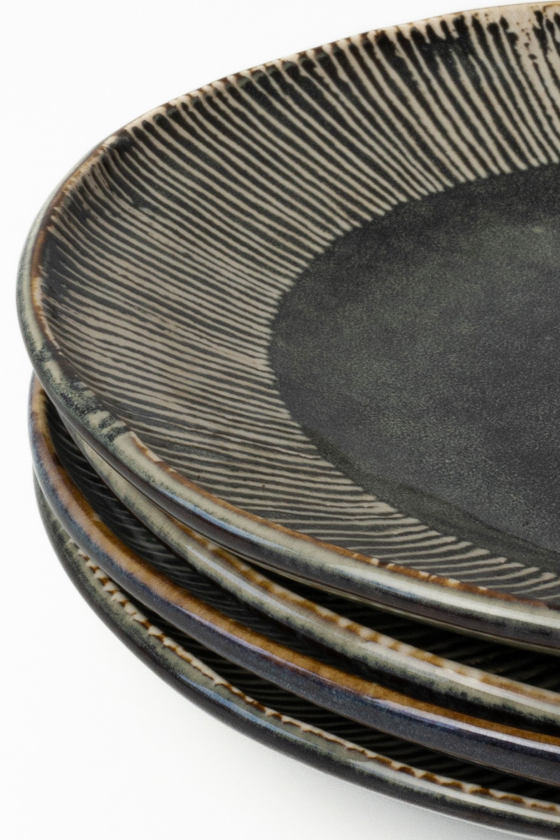 Buy Dutch Rose 12 Piece Dark Green Organic Dinner Set of 4 Dinner ...