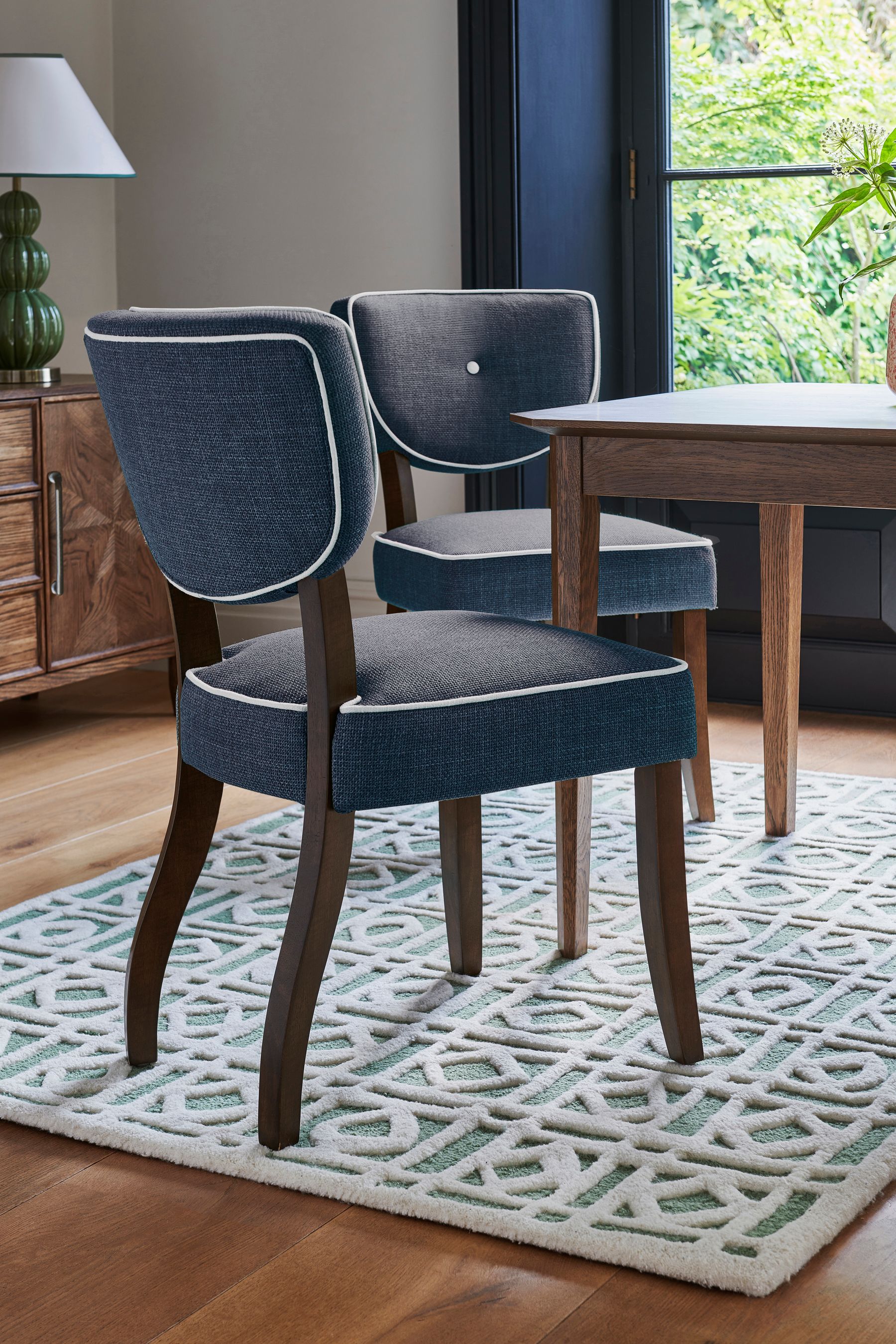 Buy Nina Campbell Set of 2 Clabon Indigo Ashburn Walnut Effect Leg ...