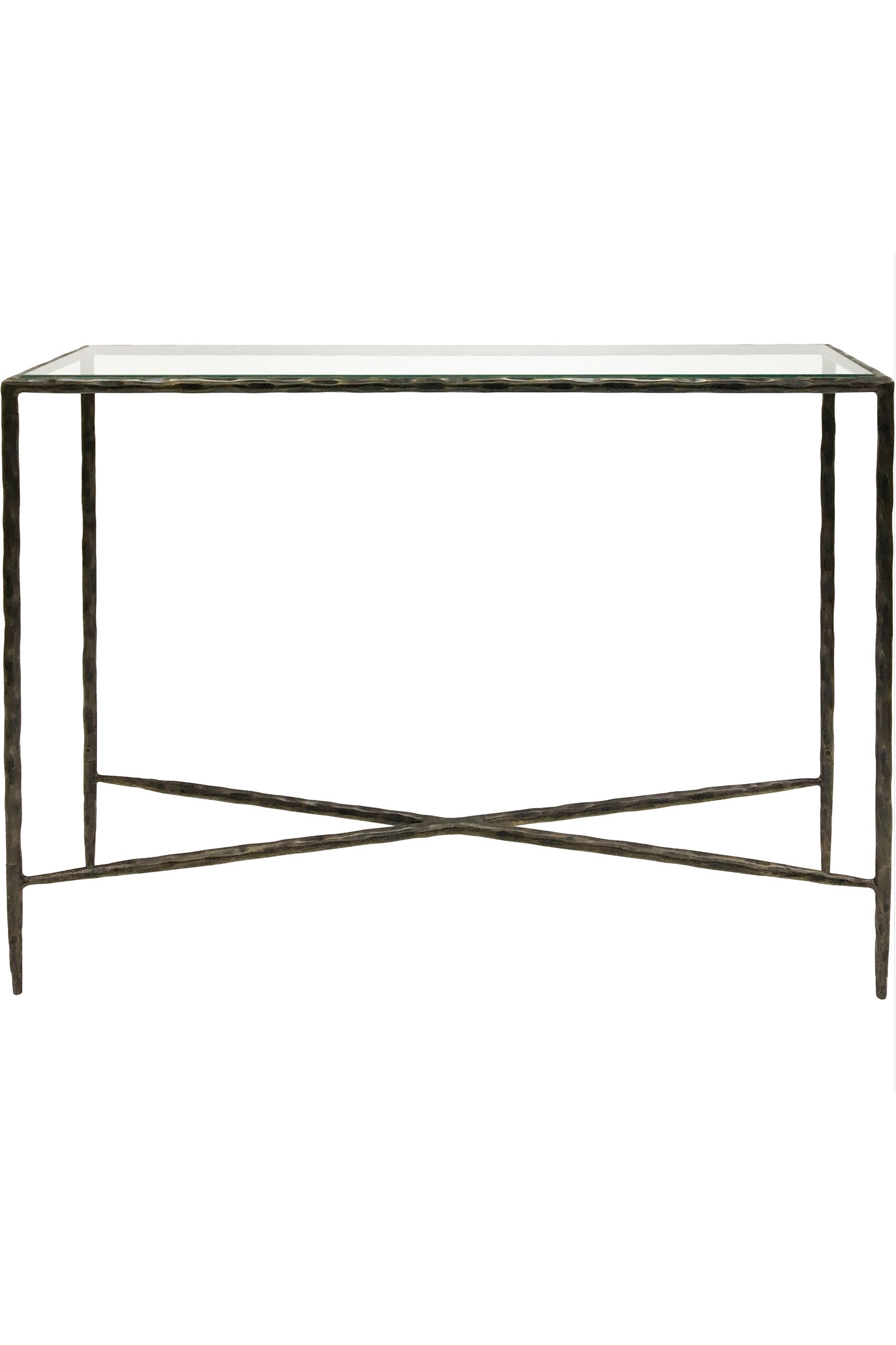 Buy Libra Interiors Bronze Patterdale Small Glass Top Console Table ...