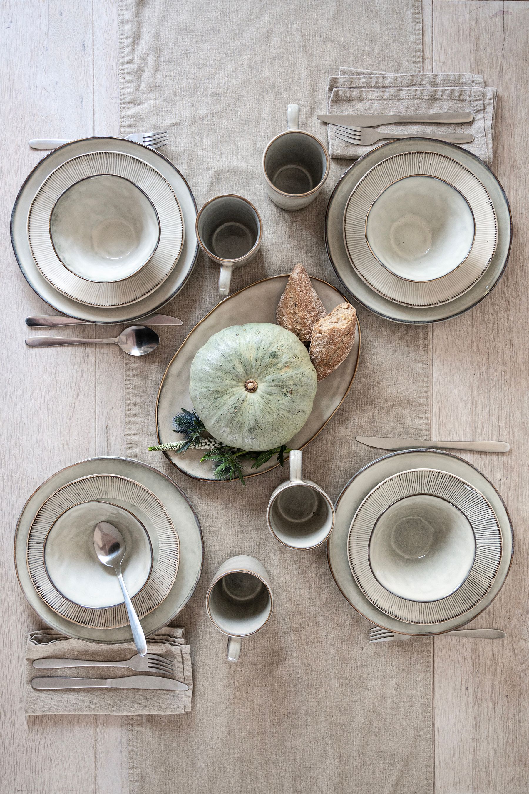 Buy Dutch Rose 12 Piece Cream Organic Dinner 12 Piece Dinner Set with ...