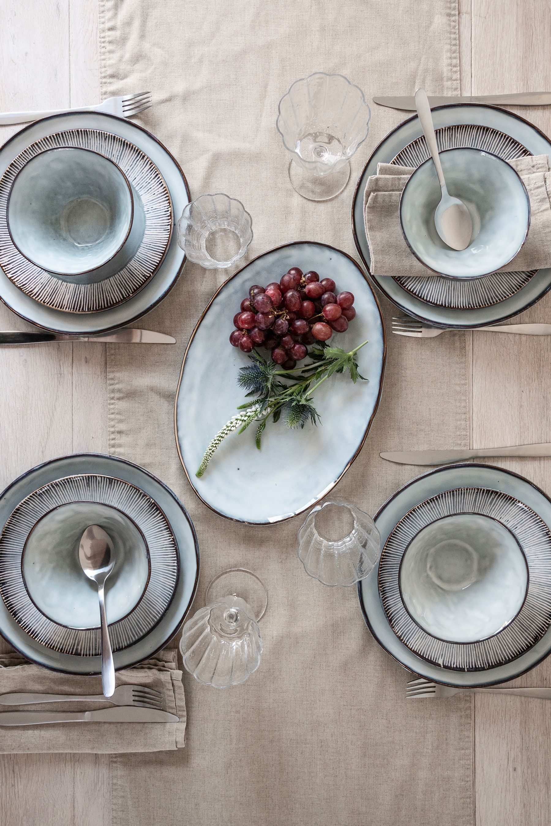 Buy Dutch Rose 12 Piece Blue Organic Dinner 12 Piece Dinner Set from ...