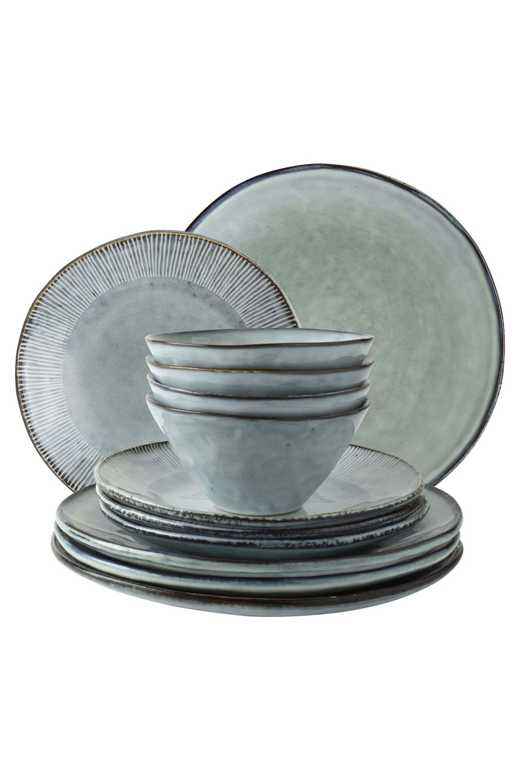 Buy Dutch Rose 12 Piece Blue Organic Dinner 12 Piece Dinner Set from ...