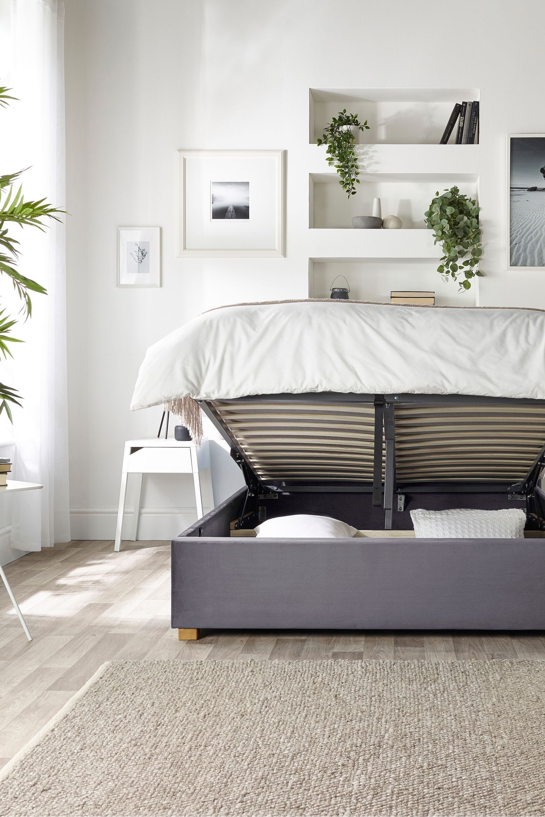 Buy Catherine Lansfield Grey Utopia Wing Ottoman Bed from the Next UK ...