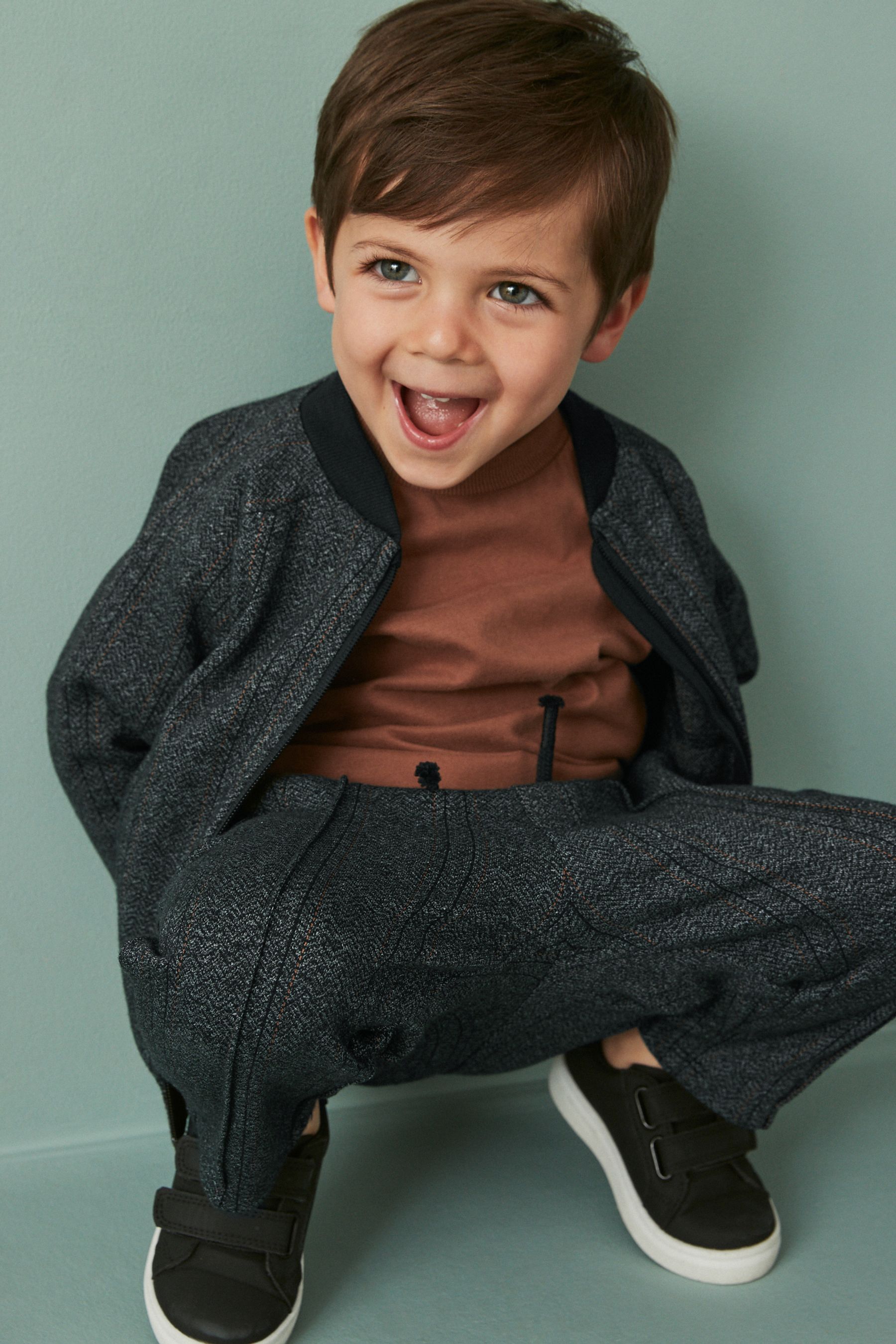 Buy Dark Grey Jersey Bomber Jacket And Joggers 2 Piece Set (3mths-7yrs ...