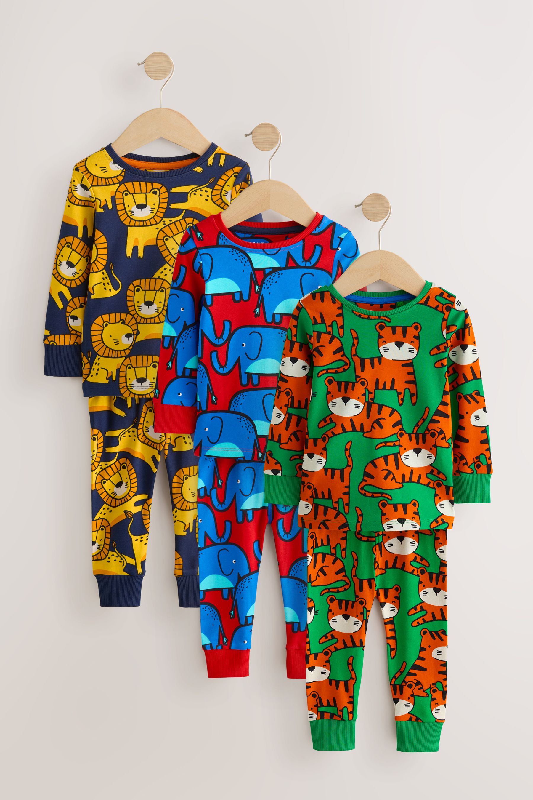 Buy Bright Animal Print Snuggle Pyjamas 3 Pack (9mths-8yrs) from the ...