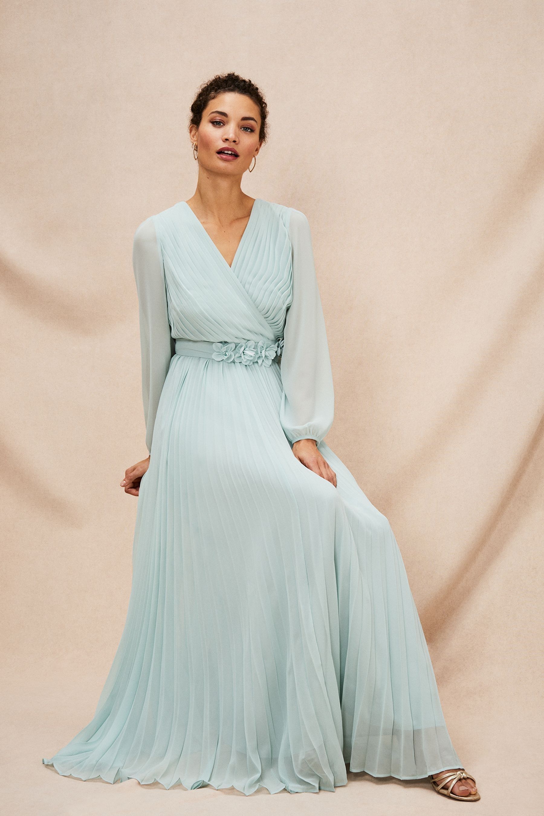 Buy Phase Eight Green Alecia Pleated Maxi Dress from Next Ireland