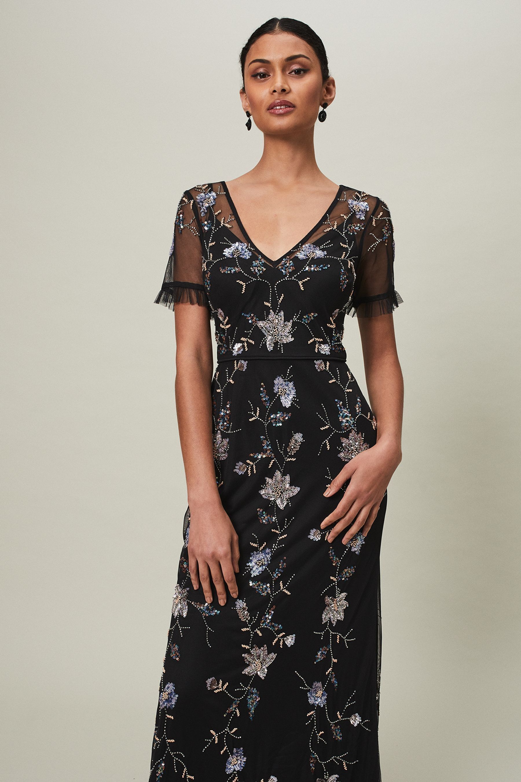 Buy Phase Eight Black Sequin Floral Sierra Dress from the Next UK ...