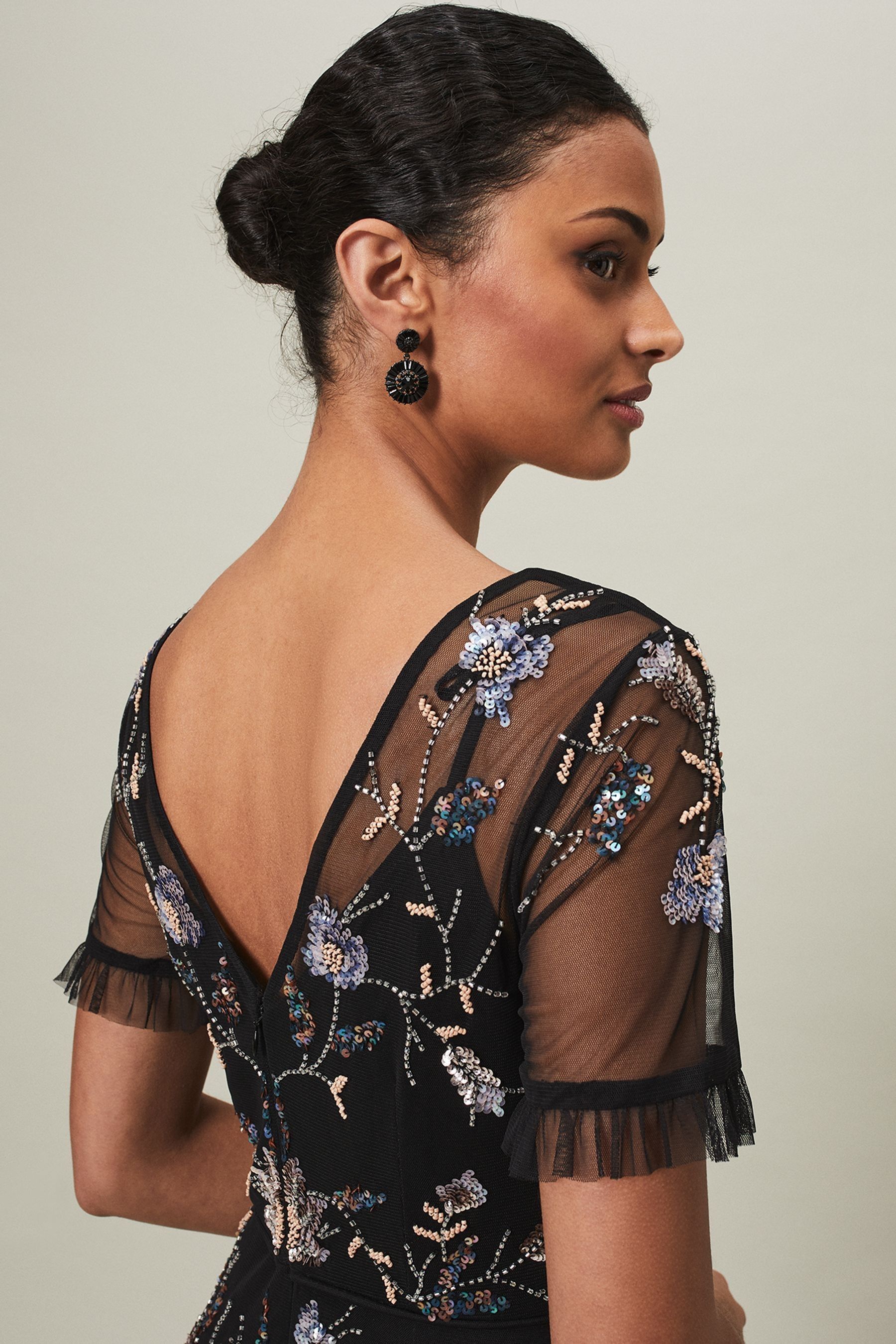 Buy Phase Eight Black Sequin Floral Sierra Dress from the Next UK ...