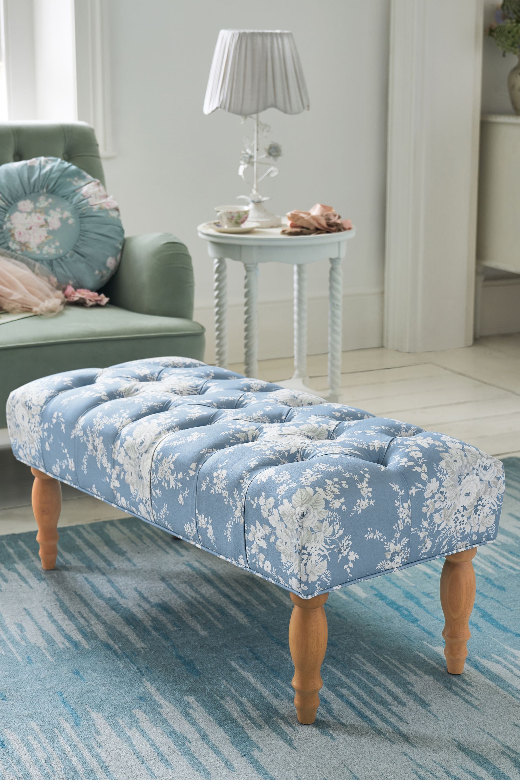 Buy Shabby Chic by Rachel Ashwell® Garden Floral Denim Blue Sadie Bench ...