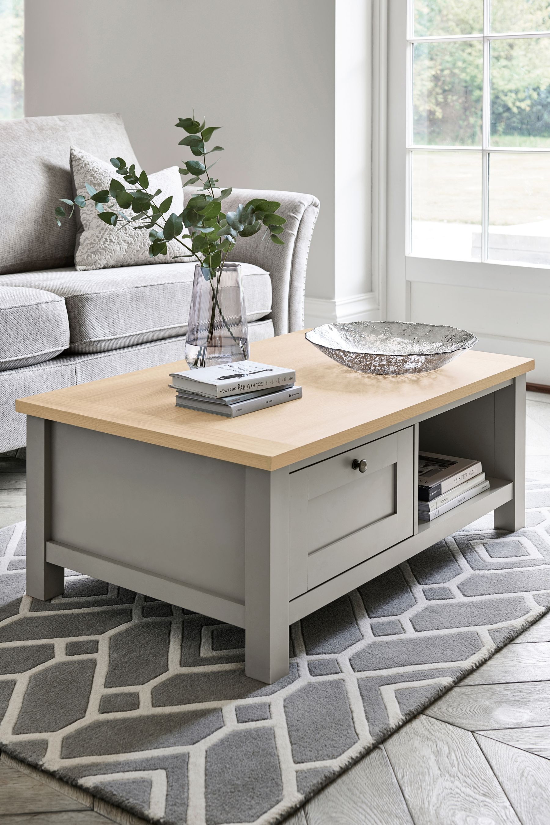 Buy Dove Grey Malvern Oak Effect Storage Coffee Table from the Next UK ...