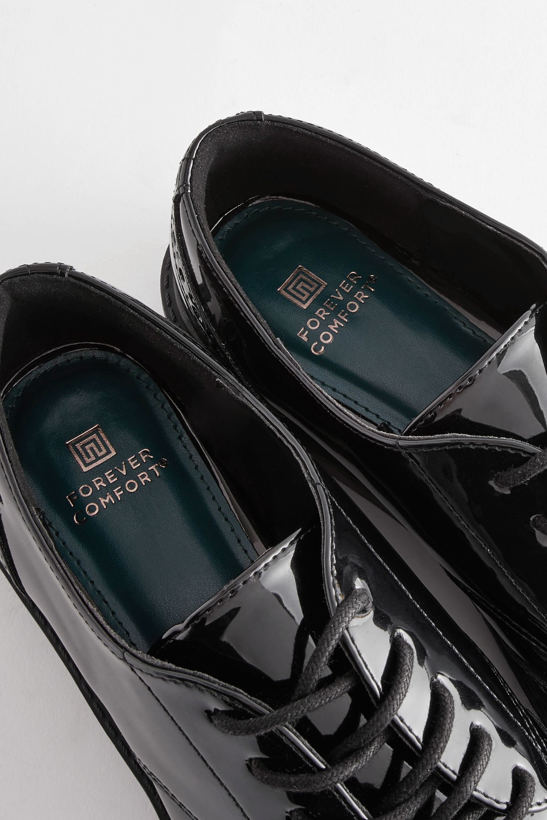 Buy Black Patent Regular/Wide Fit Forever Comfort® Brogue Lace Up ...