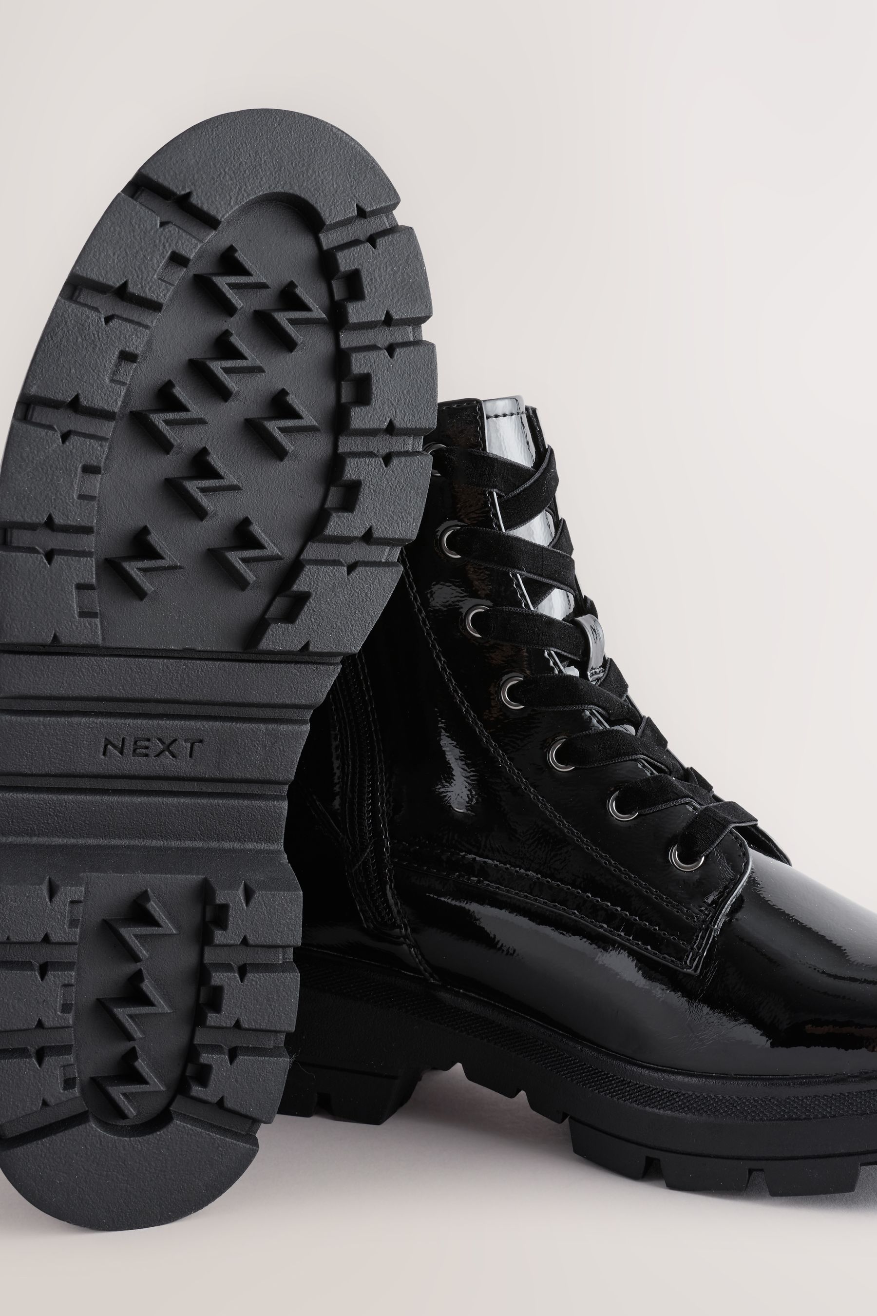 Buy Black Textured Patent Regular/Wide Fit Forever Comfort® Lace-Up ...