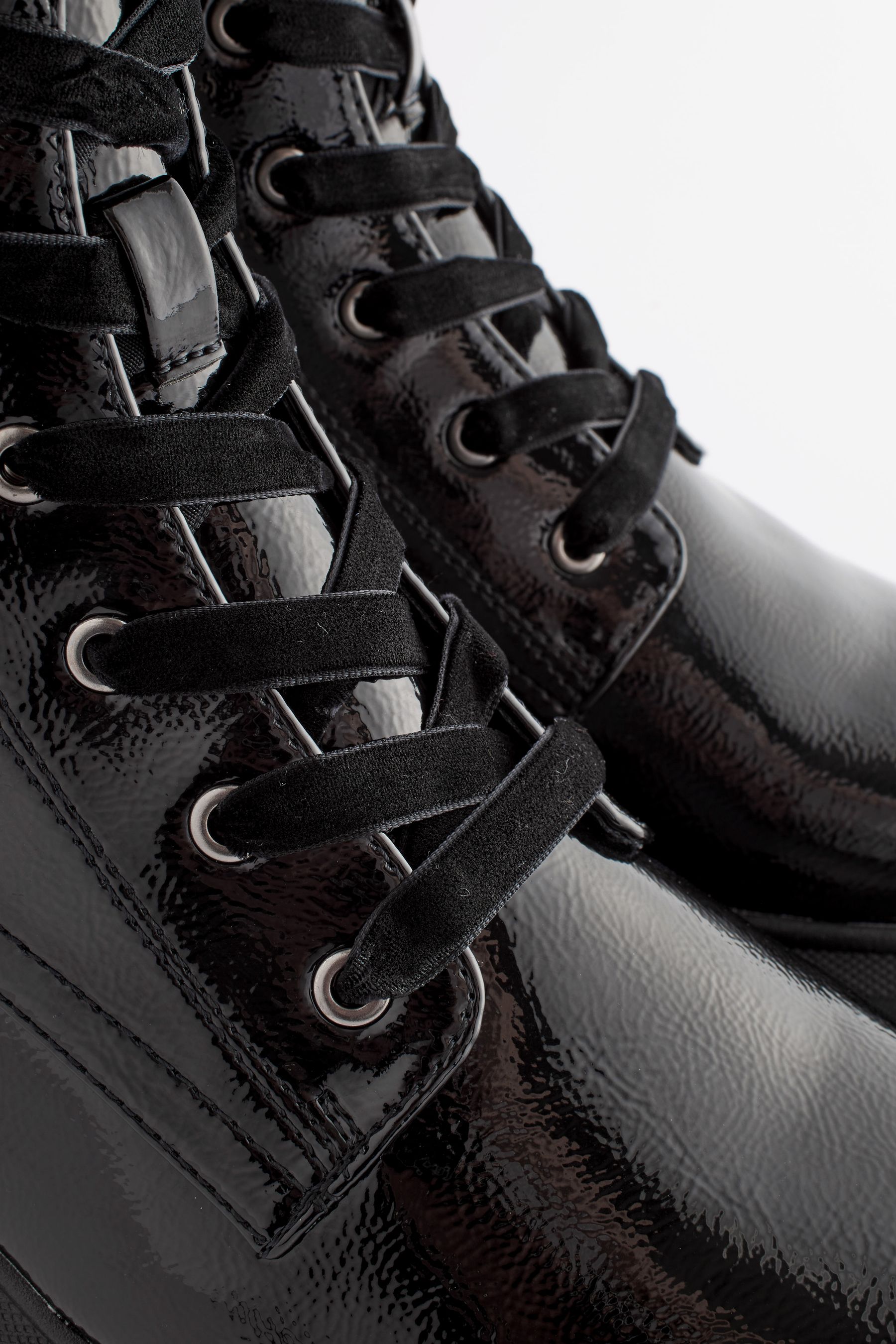 Buy Black Textured Patent Regular/Wide Fit Forever Comfort® Lace-Up ...
