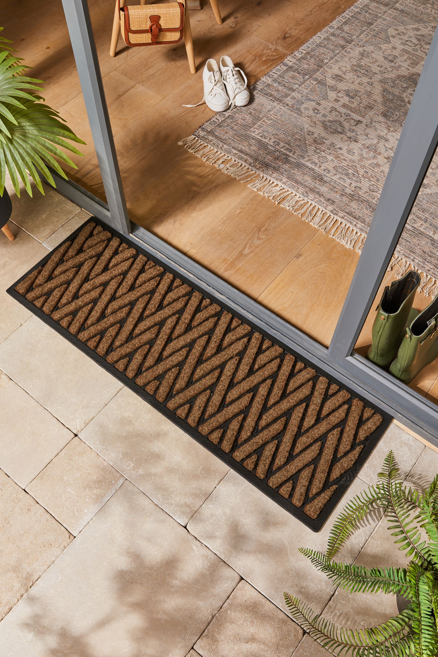 Buy Natural Herringbone Rubber Wide Doormat from the Next UK online shop