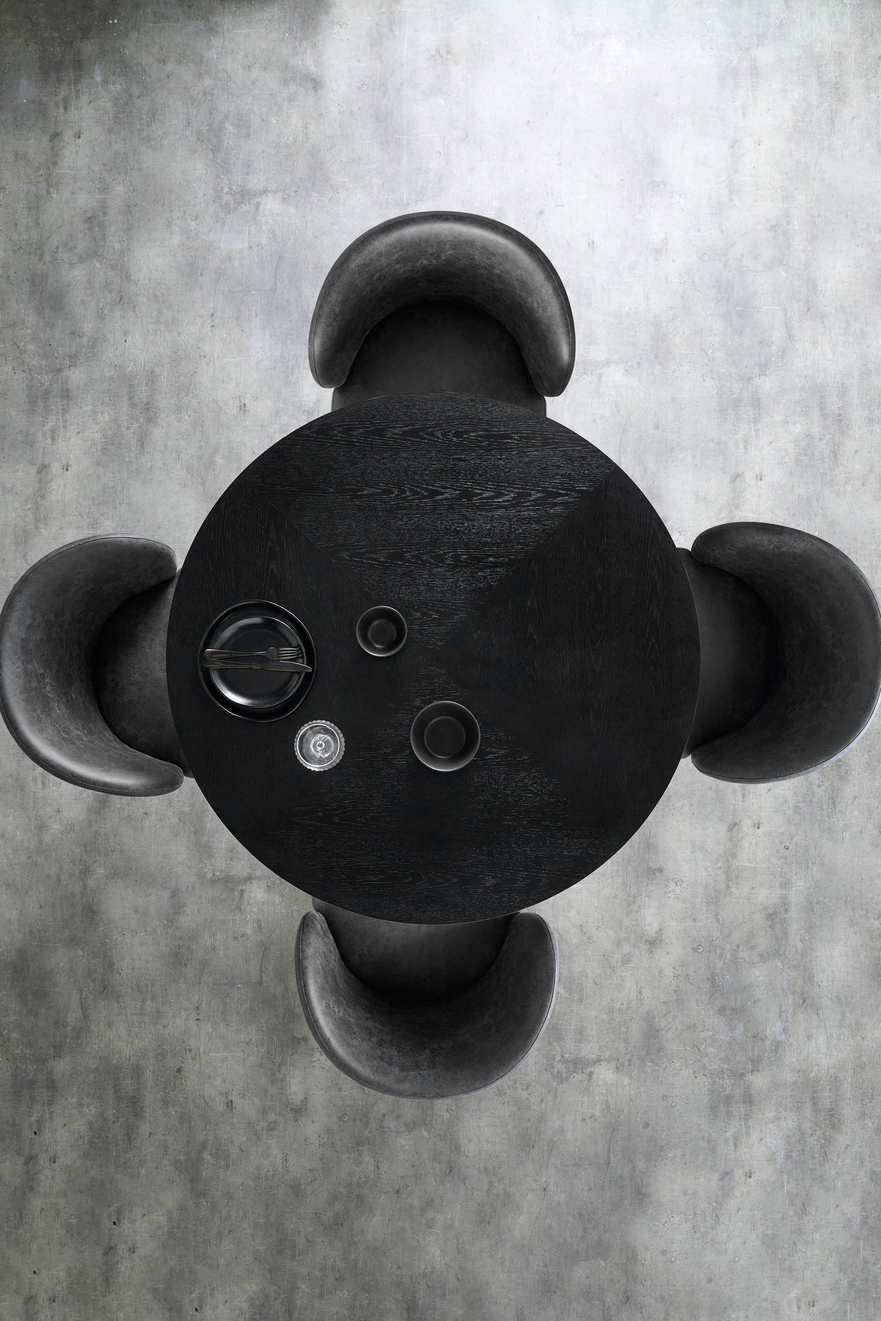 Buy Black Conway Round Round 4 Seater Oak Veneer Dining Table from the ...