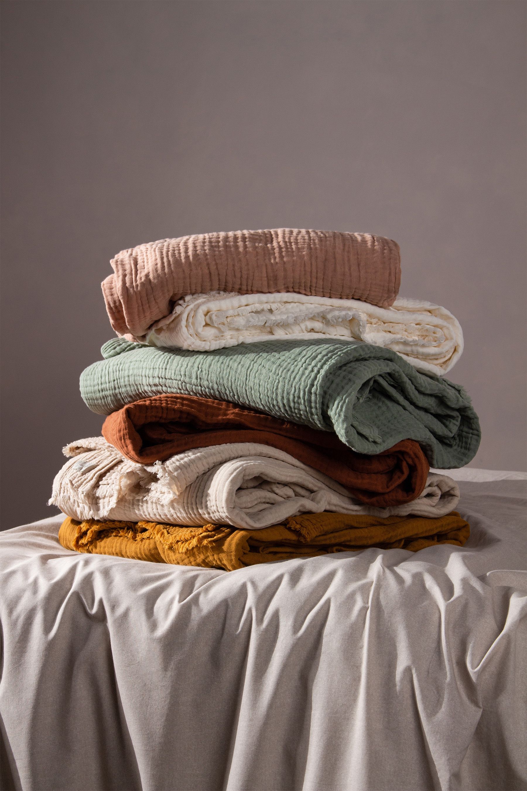 Buy Yard Eucalyptus Green Lark 4 Layer Muslin Crinkle Cotton Oversized ...