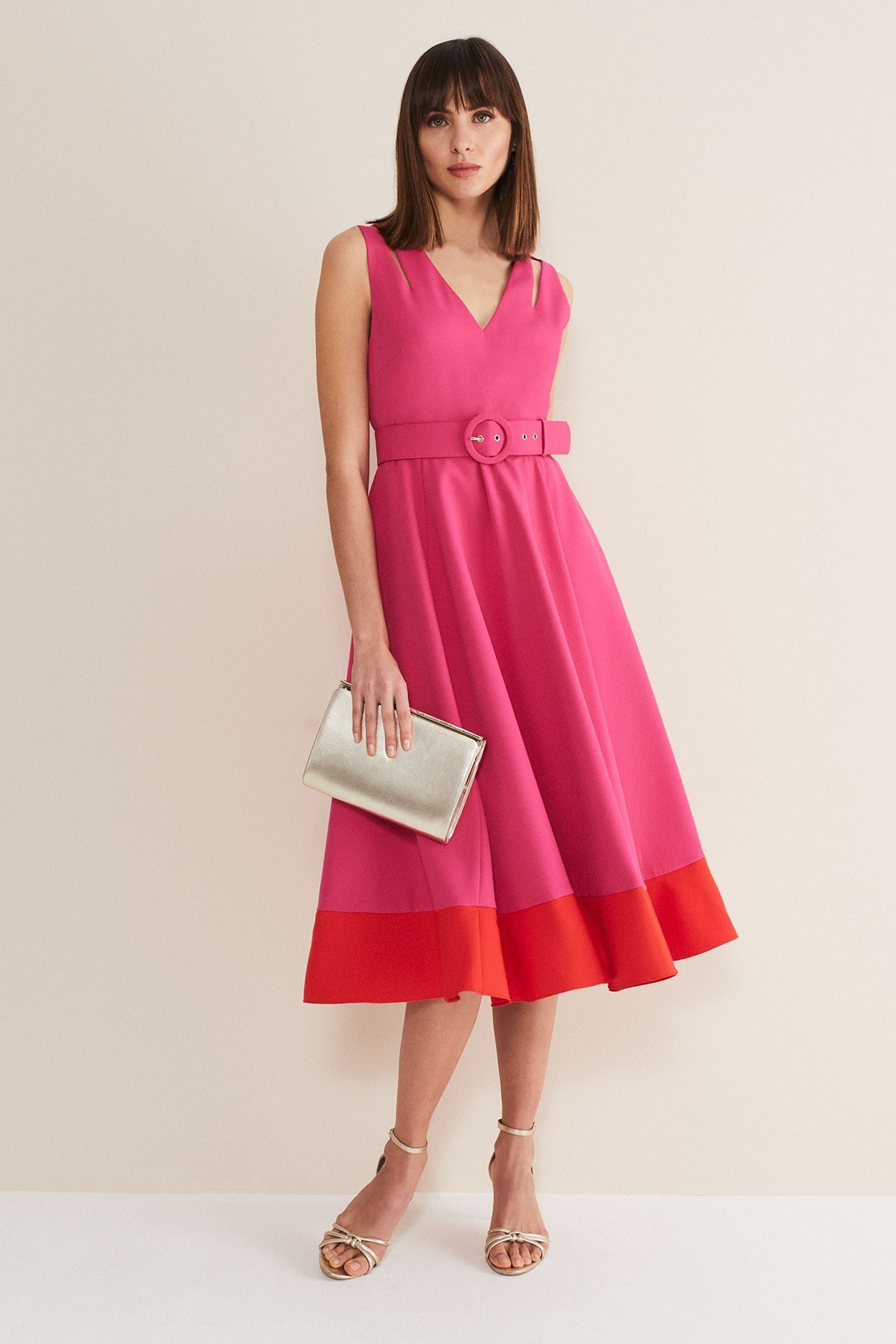 Buy Phase Eight Pink Raquel Belted Fit and Flare Dress from Next Ireland