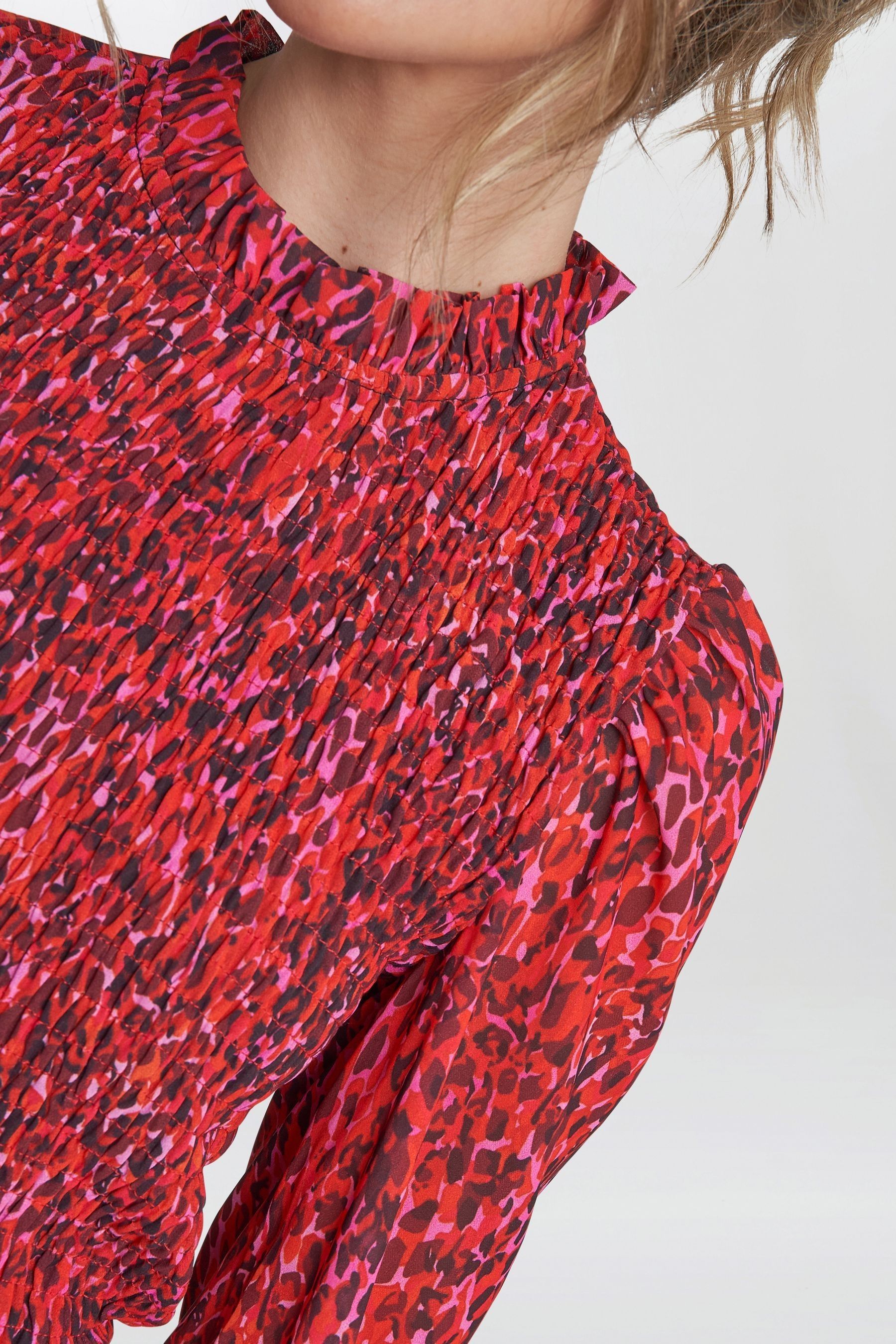 Buy Gina Bacconi Red Thea Sheered Long Sleeve Dress from the Next UK ...