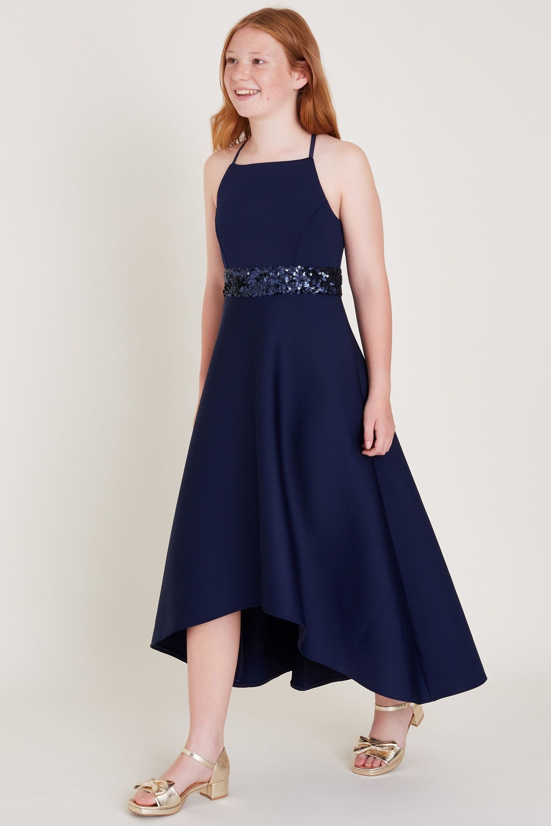 Buy Monsoon Blue Sequin Scuba Prom Dress from the Next UK online shop