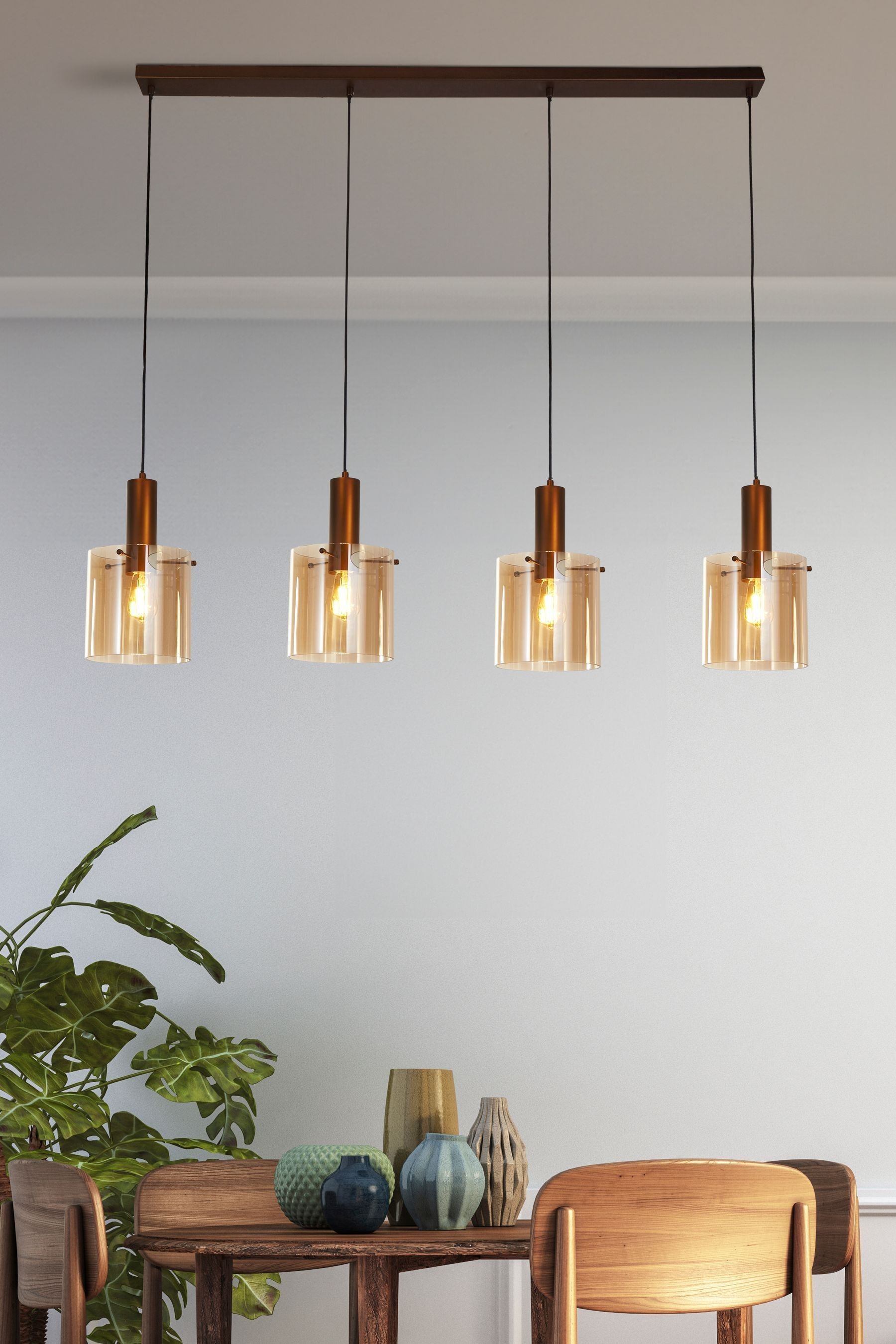 Buy Searchlight Brown Savannah 4 Light Bar Pendant Ceiling Light from ...
